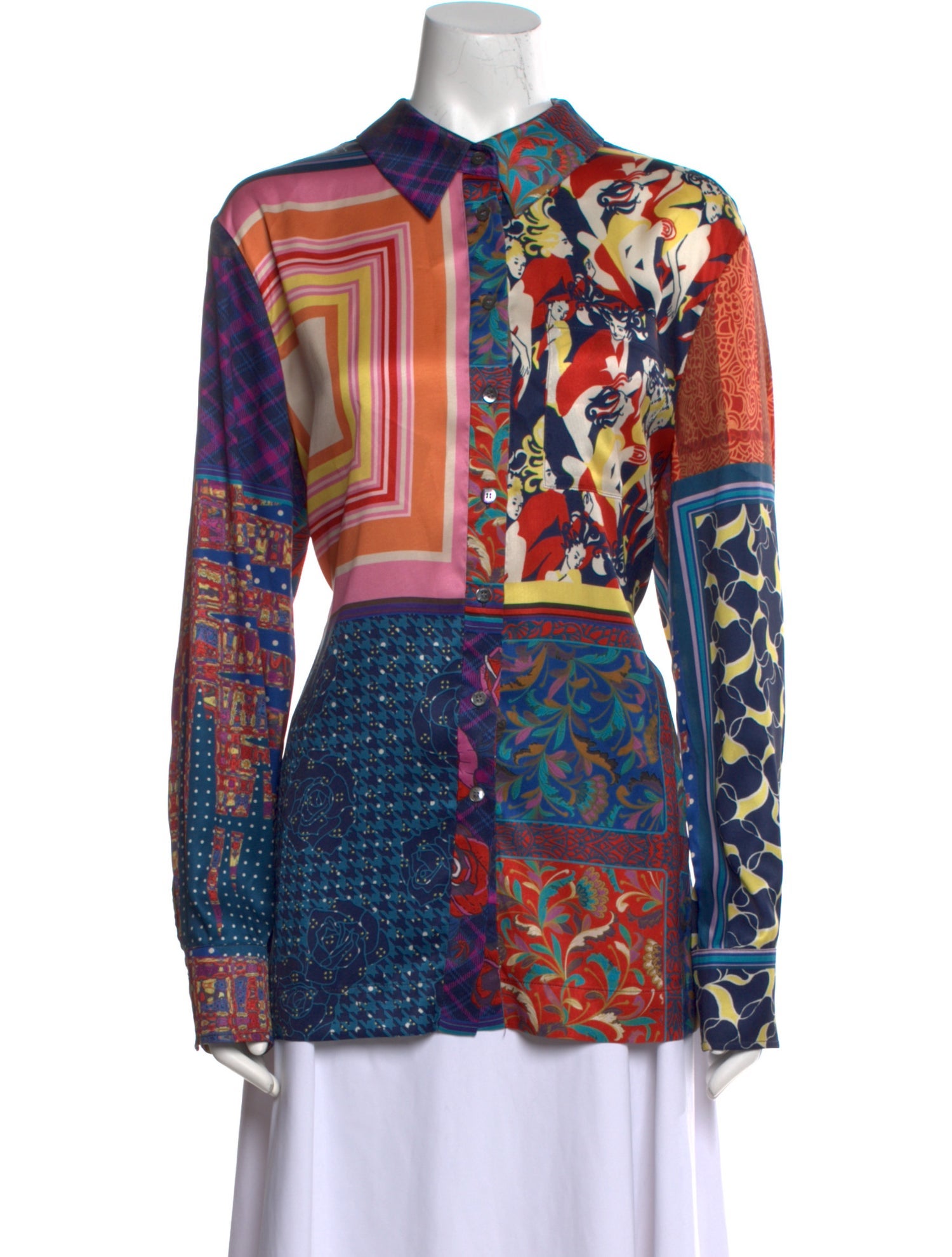 Staud Printed Long Sleeve Button-Up Top - Blue Tops, Clothing ...