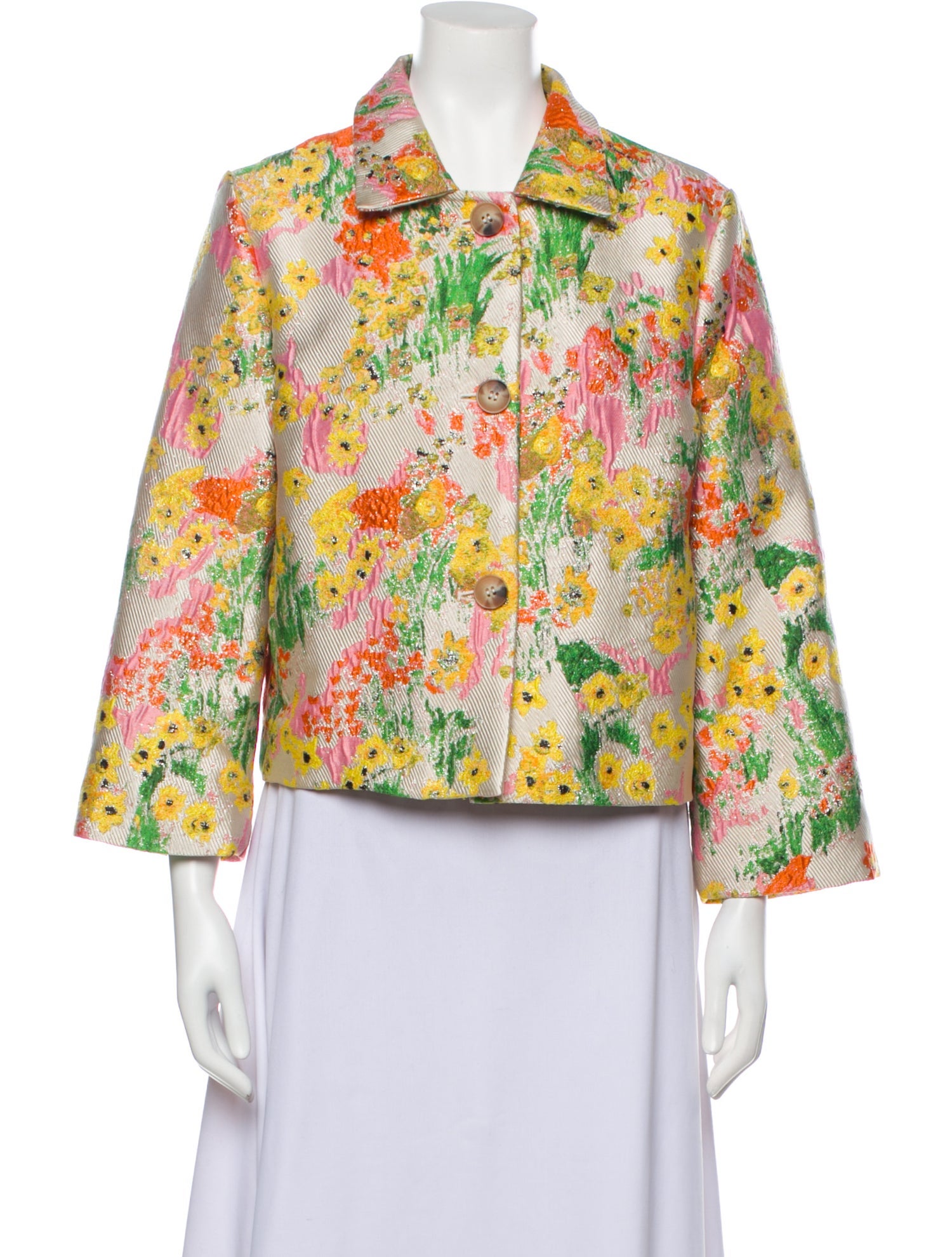 Rena Lange Floral Print Evening Jacket - Neutrals Jackets, Clothing ...