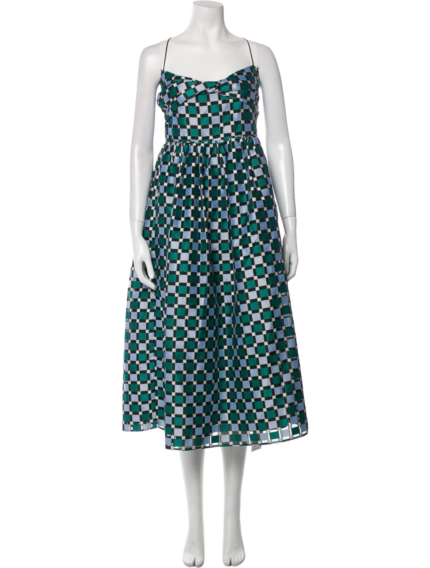 Stine Goya Plaid Print Long Dress - Green Dresses, Clothing ...