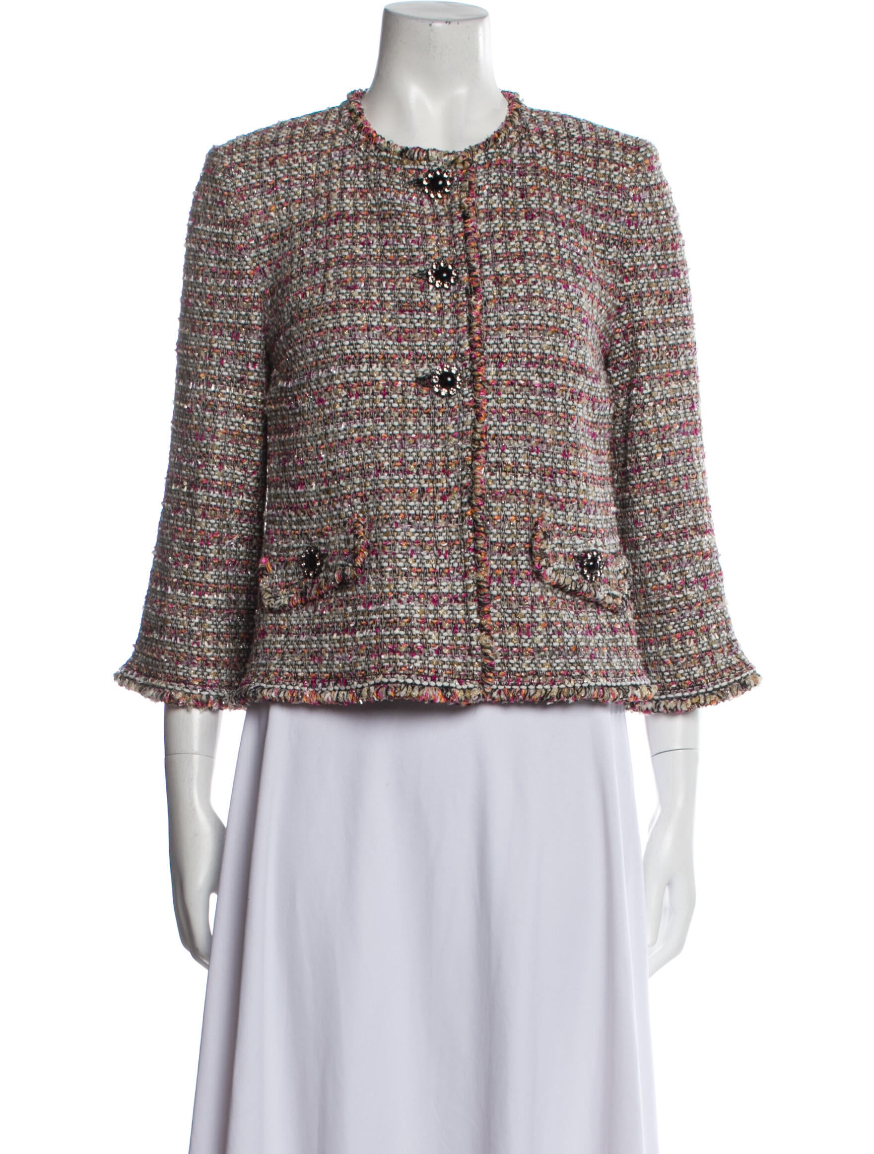 Christian Lacroix Silk Tweed Pattern Evening Jacket - Pink Jackets ...