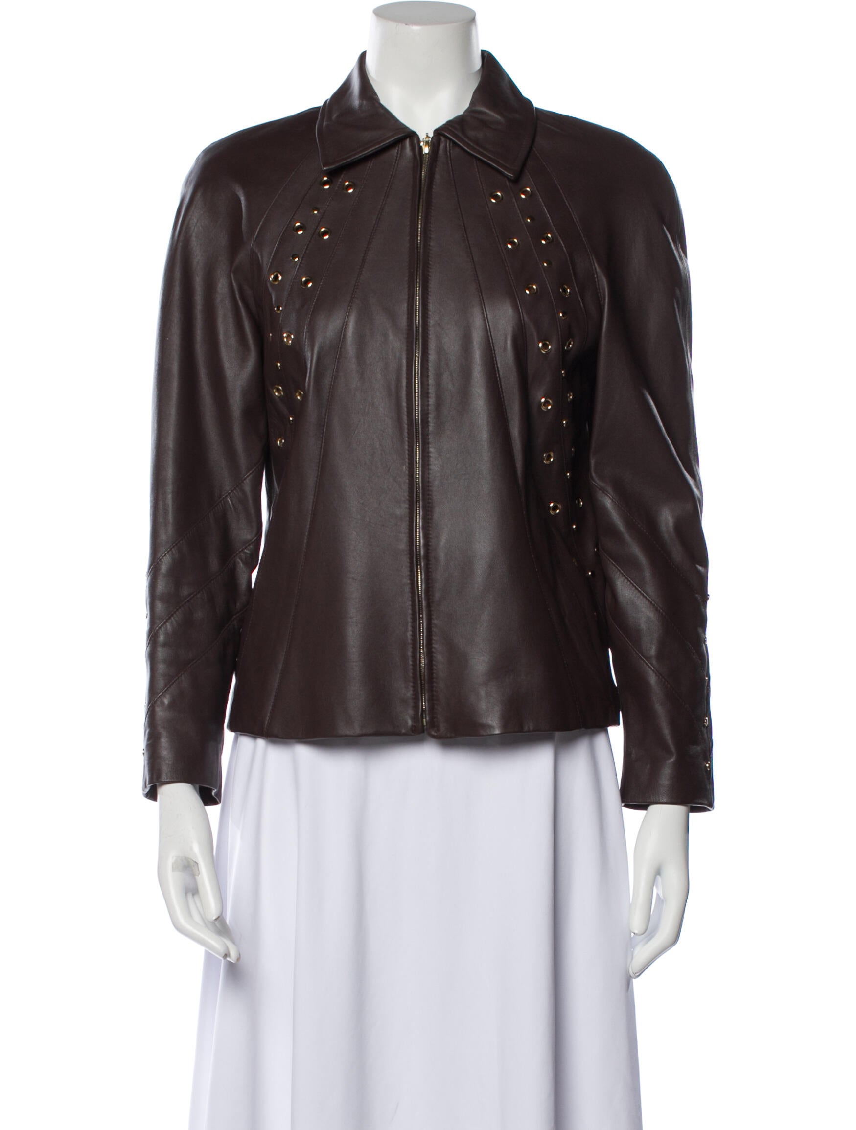 St. John Sport Leather Biker Jacket - Brown Jackets, Clothing ...