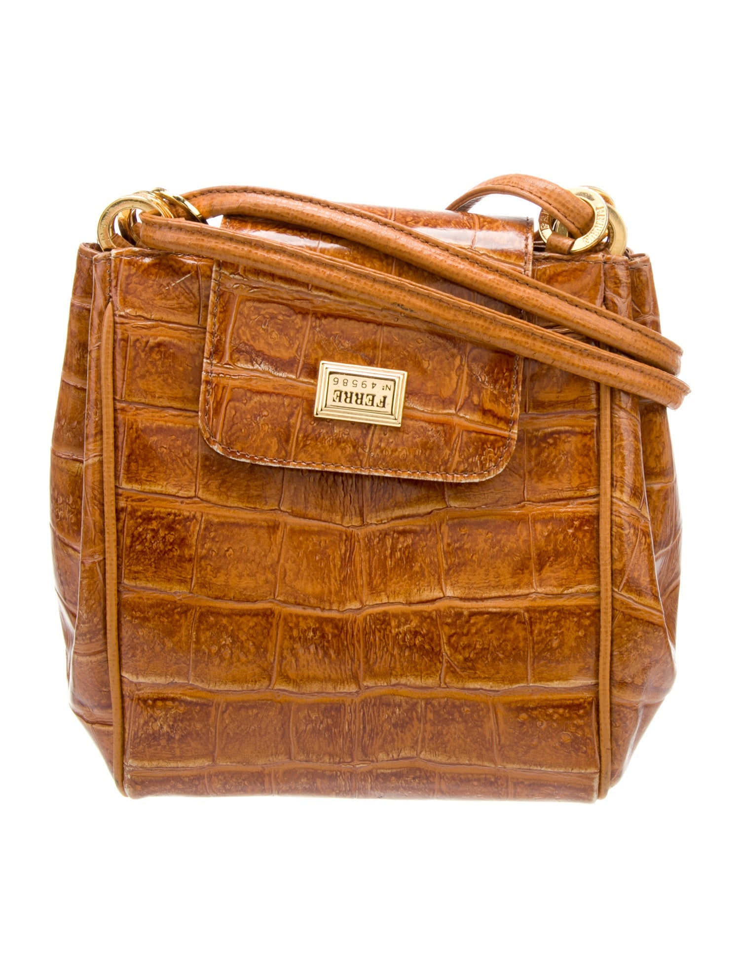 Gianfranco Ferre Embossed Leather Shoulder Bag - Brown Shoulder Bags, Handbags - WSTU120152 ...