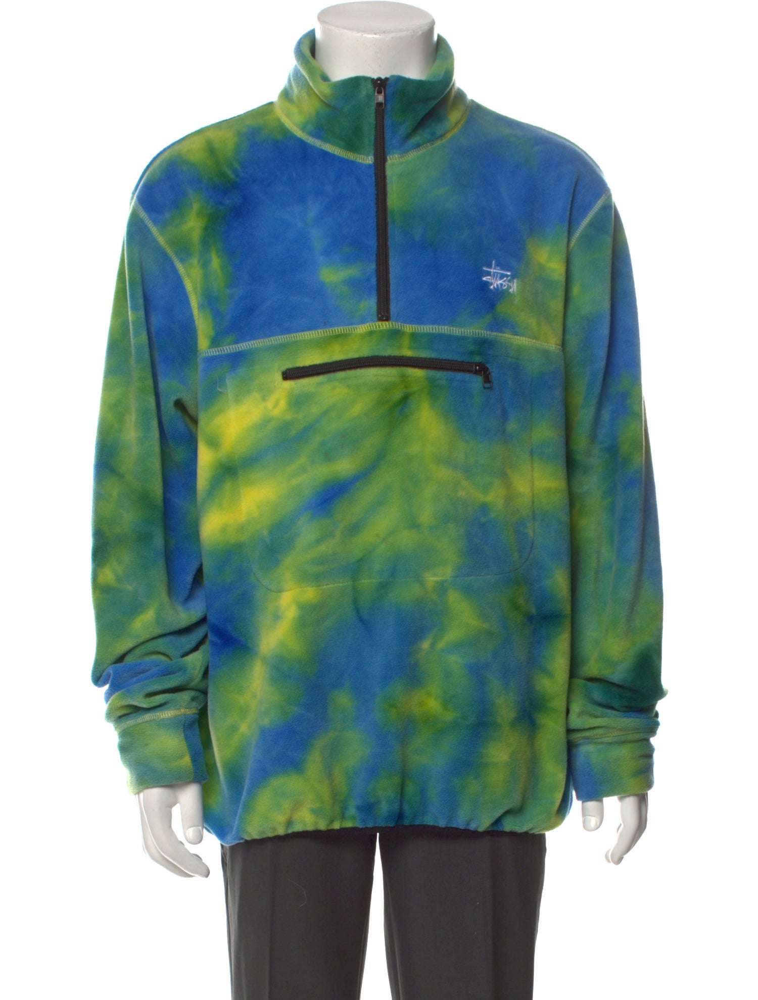 Stüssy Tie Dye Polar Quarter Zip Tie-Dye Print Sweatshirt - Blue ...
