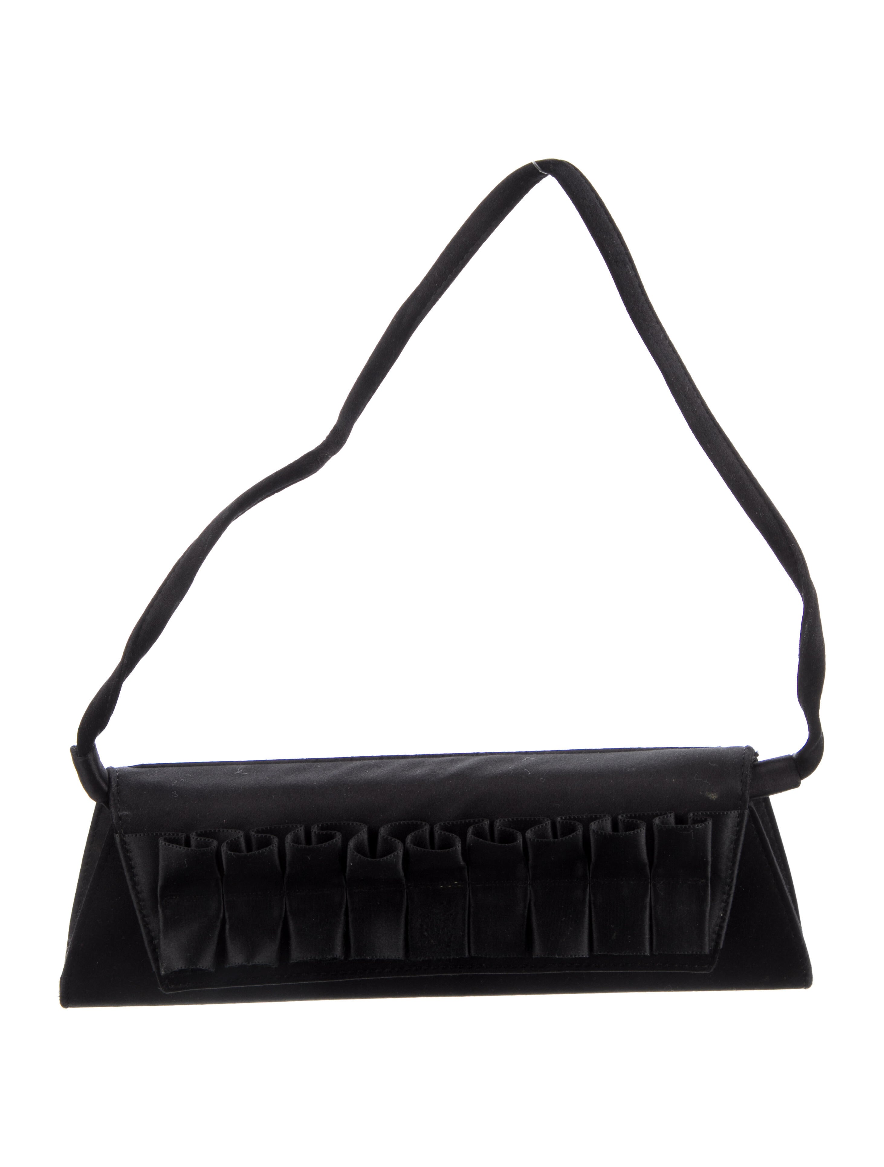 Stuart Weitzman Satin Pleated Clutch - Black Clutches, Handbags ...