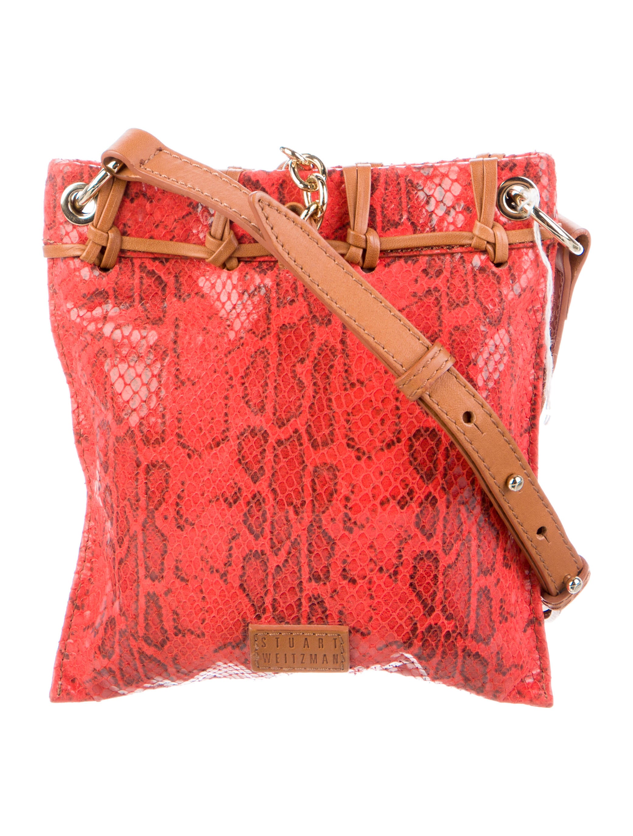 Stuart Weitzman Suede Leather-Trimmed Crossbody Bag - Red Crossbody ...