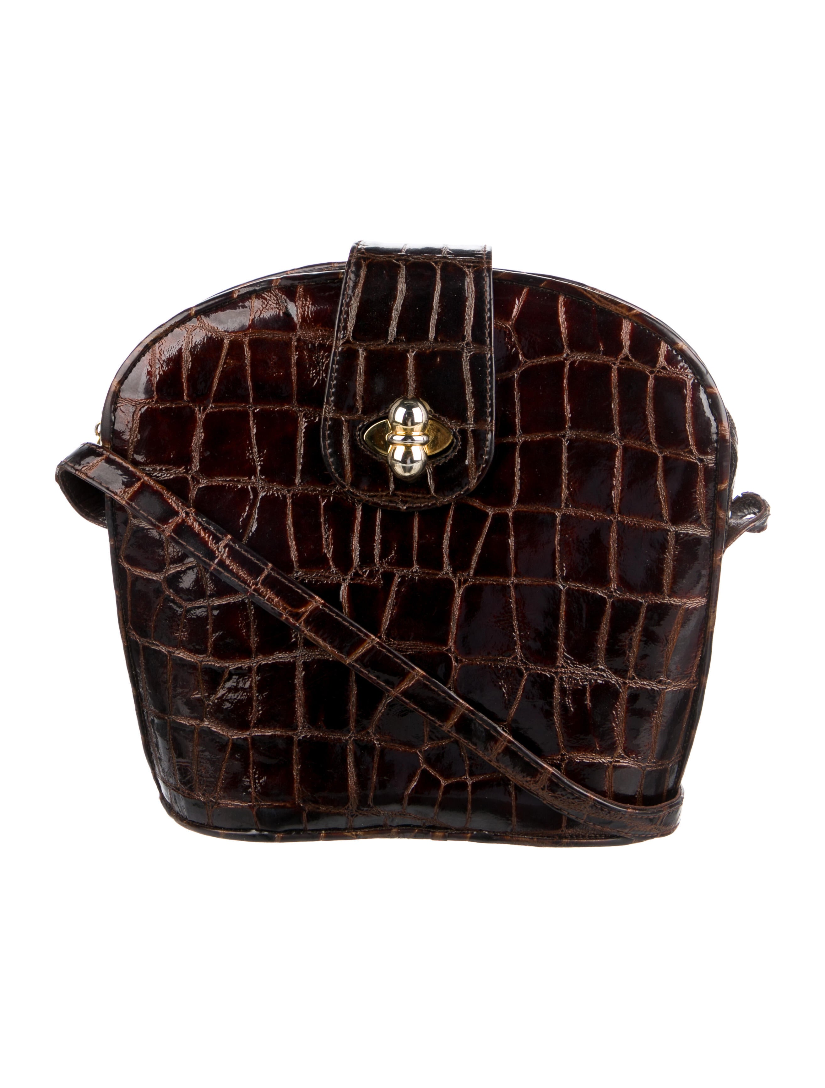 Stuart Weitzman Embossed Patent Leather Crossbody Bag - Brown Crossbody ...