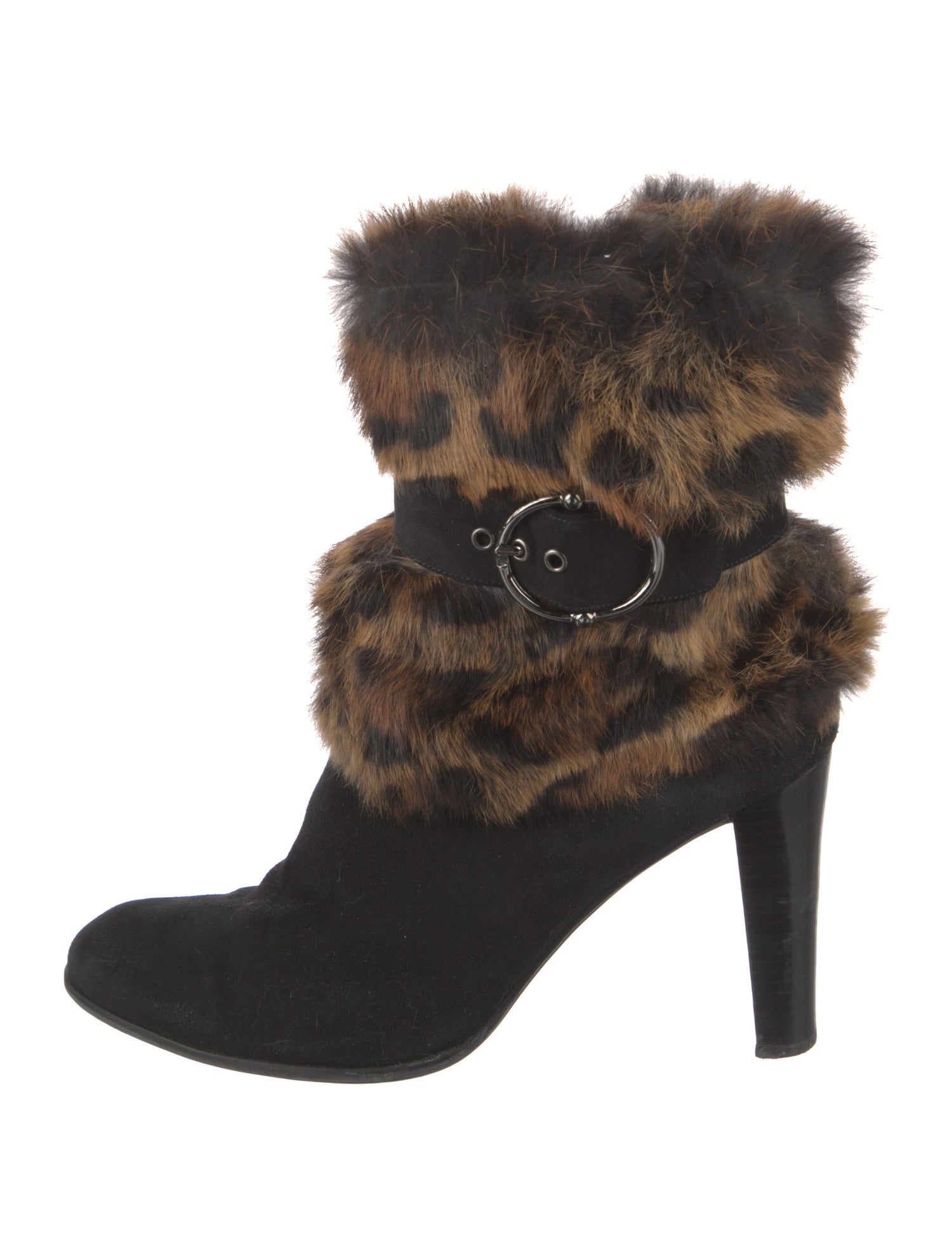 Stuart Weitzman Suede Fur Trim Boots - Black Boots, Shoes - WSU299929 ...
