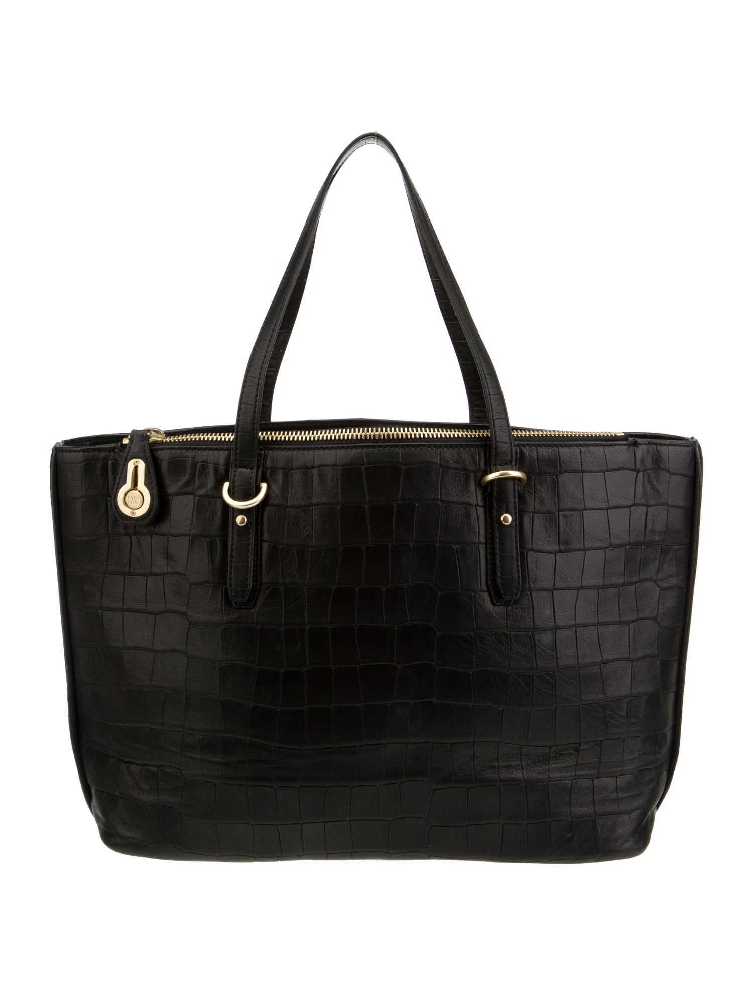 Stuart Weitzman Embossed Leather Tote - Black Totes, Handbags ...