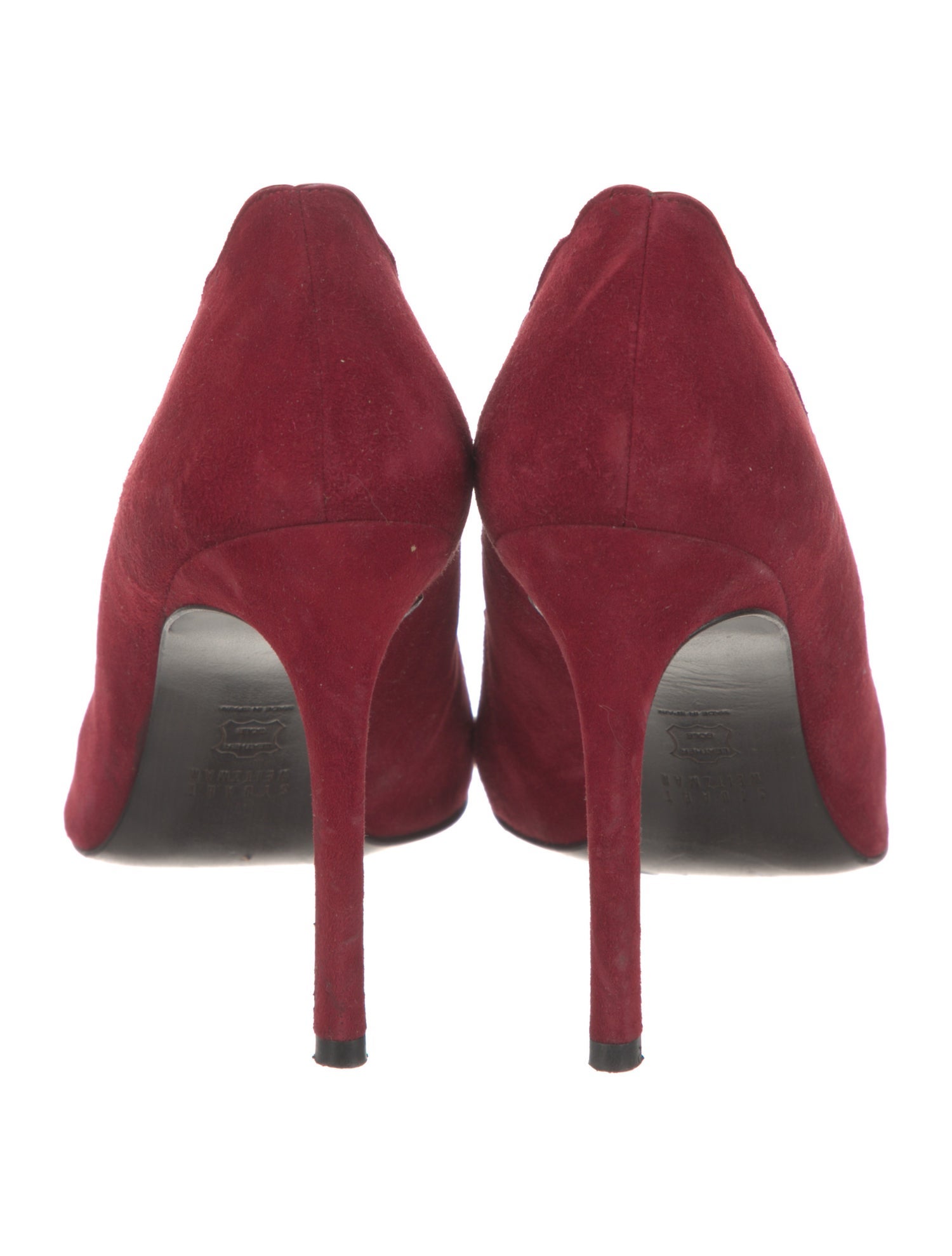 Stuart Weitzman Suede Leather Trim Embellishment Pumps - Red Pumps ...