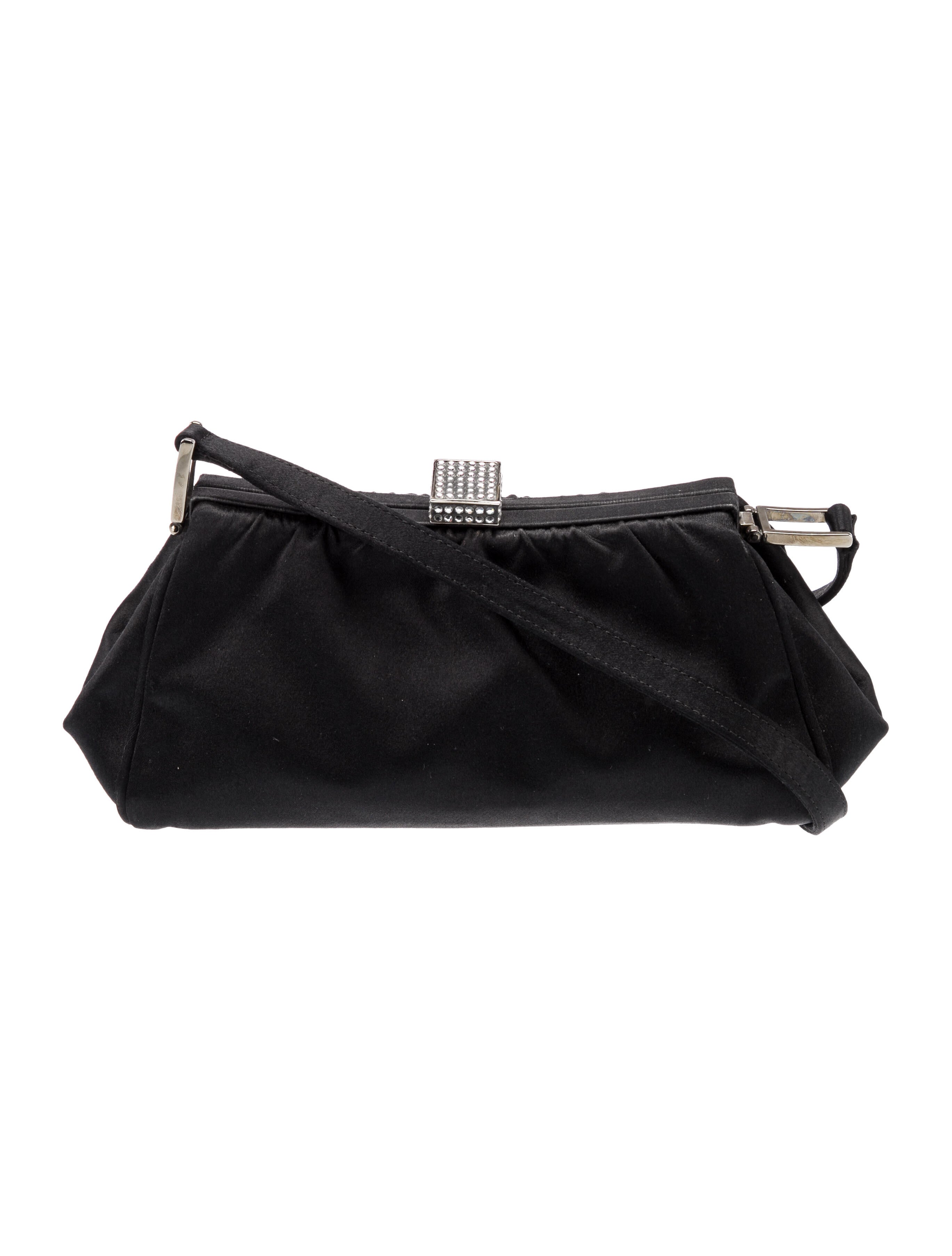 Stuart Weitzman Satin Shoulder Bag - Black Shoulder Bags, Handbags ...
