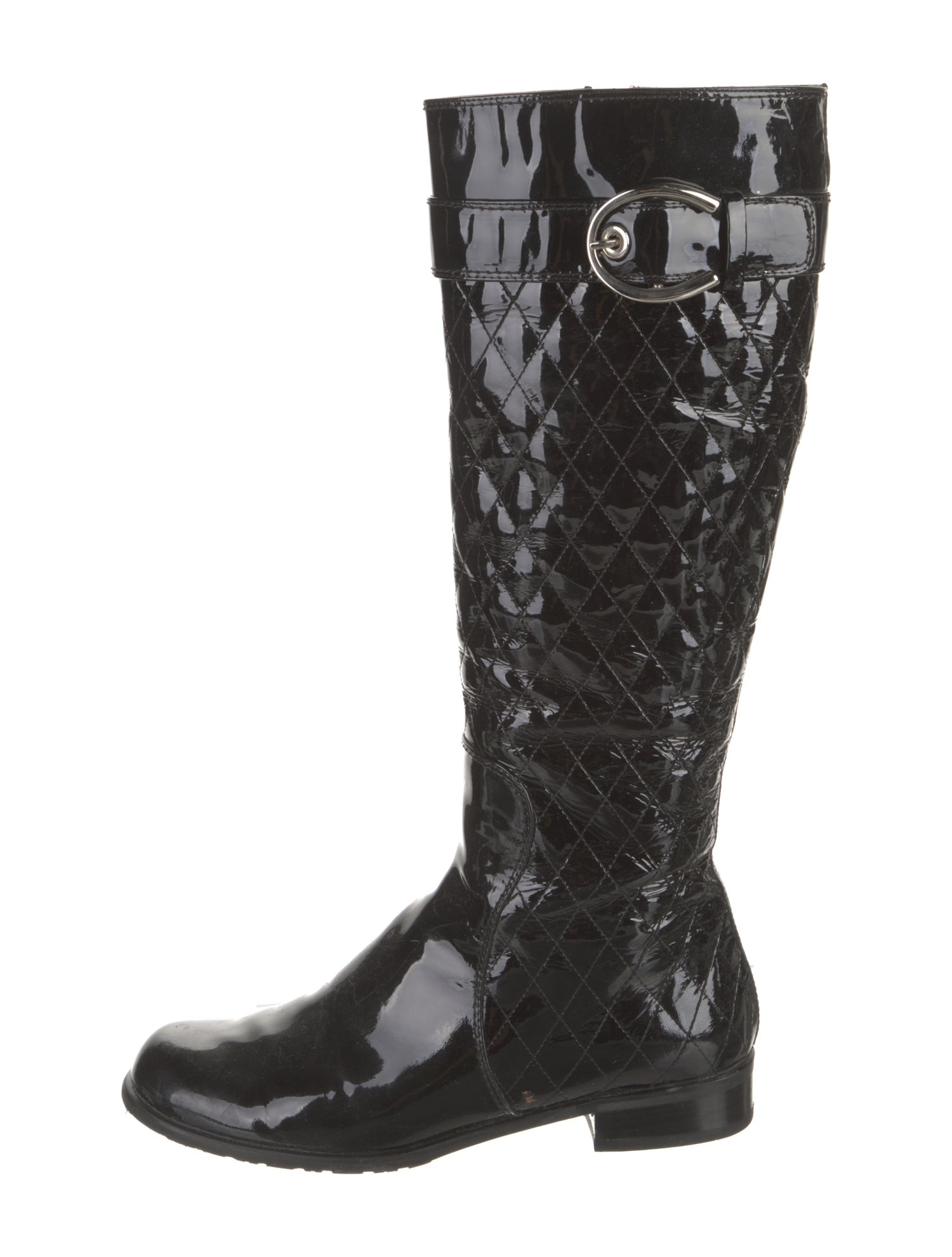 Stuart Weitzman Patent Leather Riding Boots - Black Boots, Shoes ...