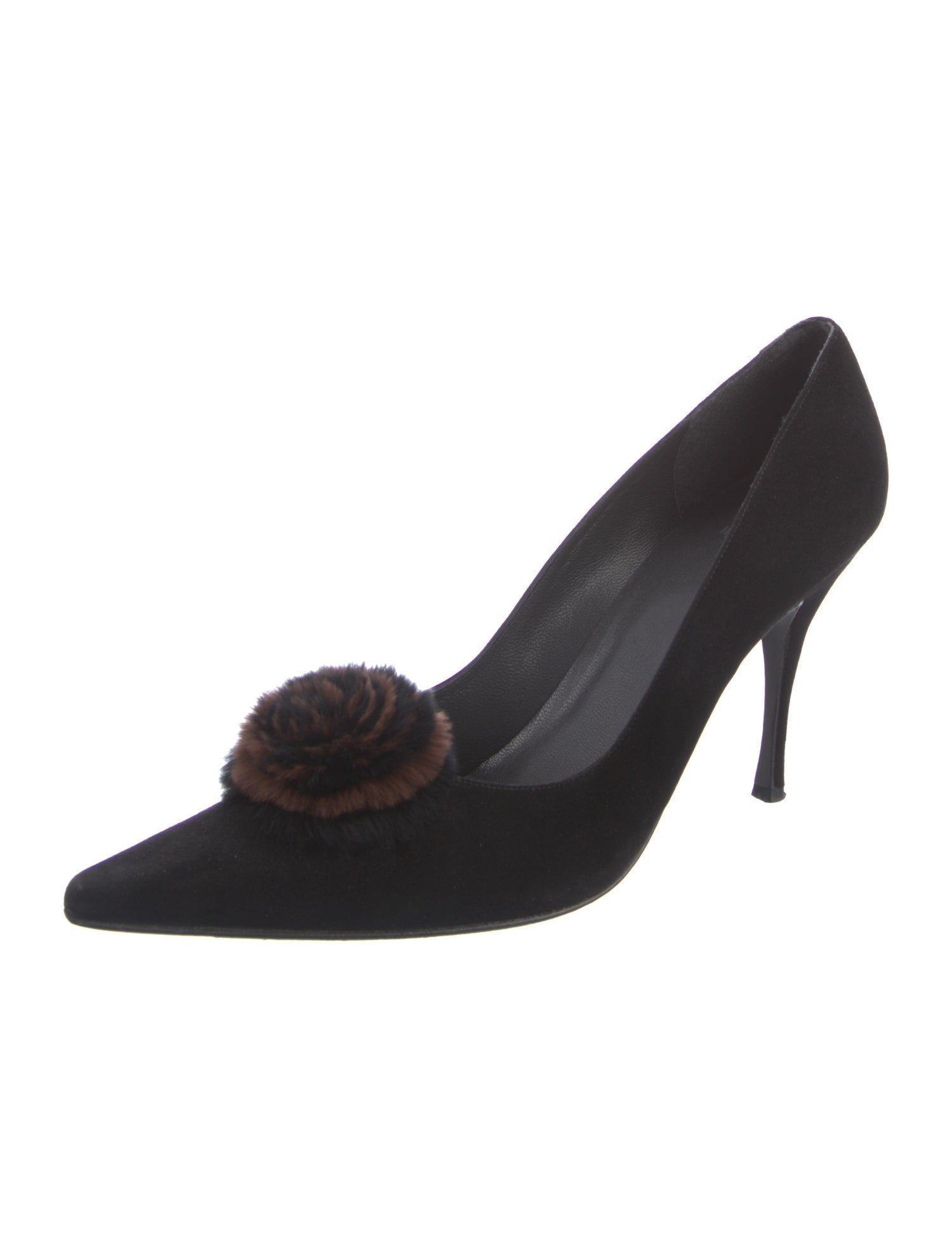 Stuart Weitzman Suede Faux Fur Trim Pumps - Black Pumps, Shoes ...