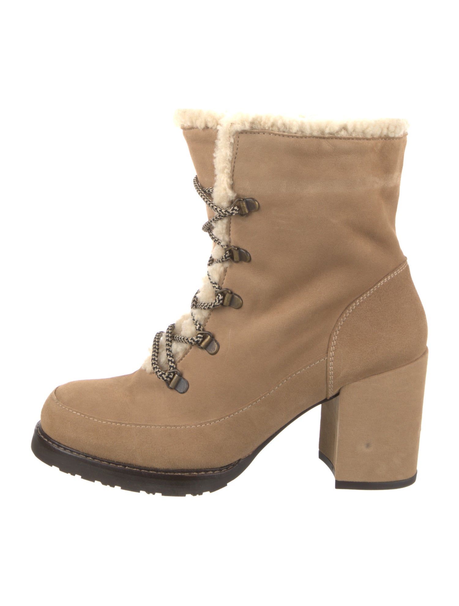 Stuart Weitzman Shearling Lace-Up Boots - Neutrals Boots, Shoes ...