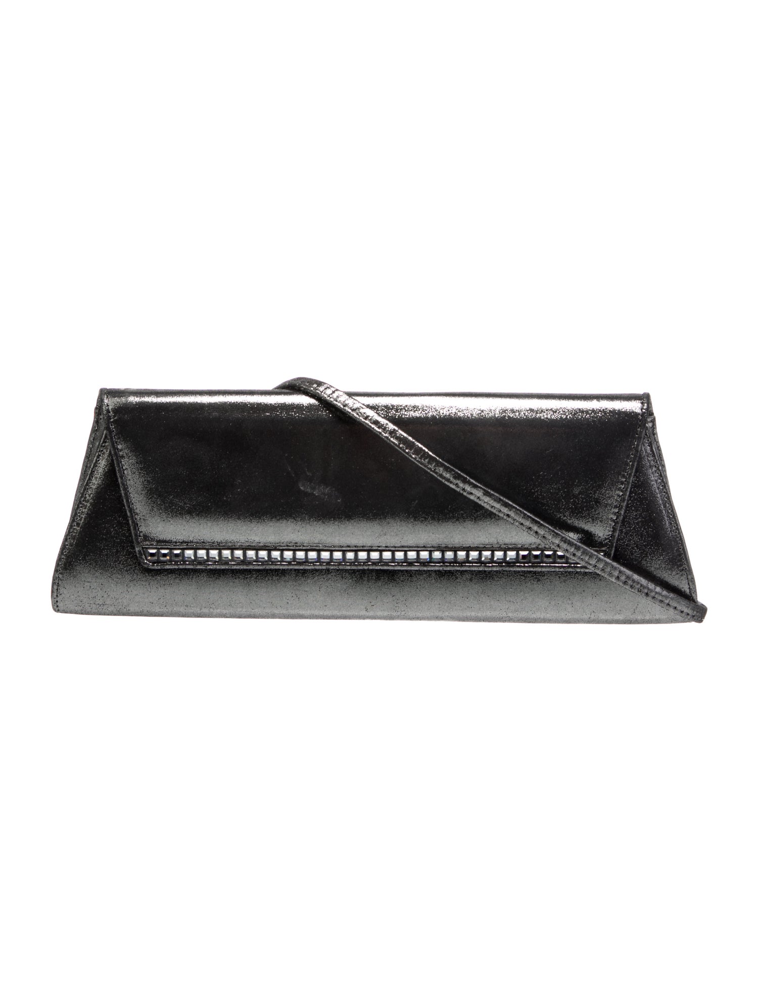 Stuart Weitzman Leather Clutch - Silver Evening Bags, Handbags ...