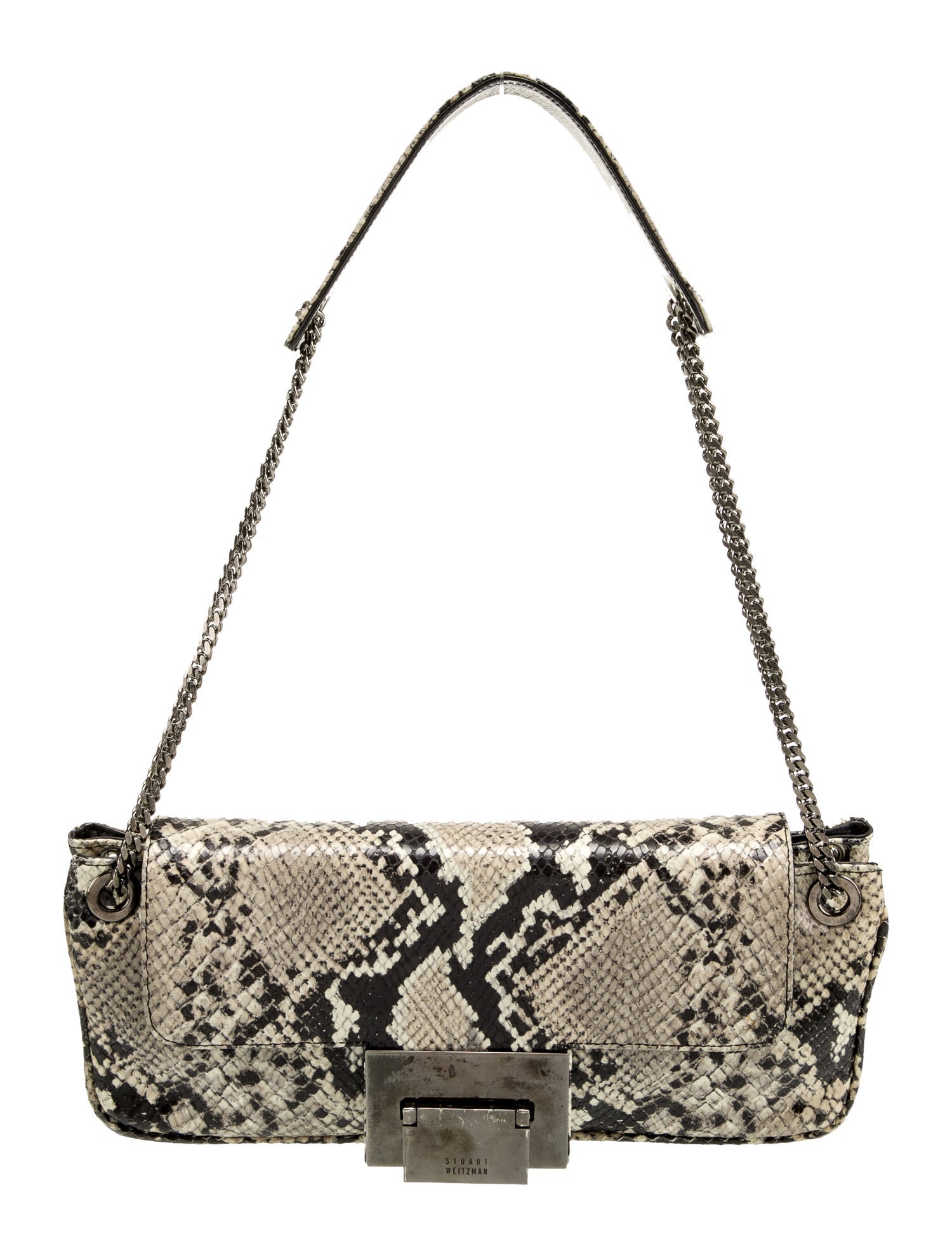 Stuart Weitzman Embossed Leather Shoulder Bag - Neutrals Shoulder Bags ...