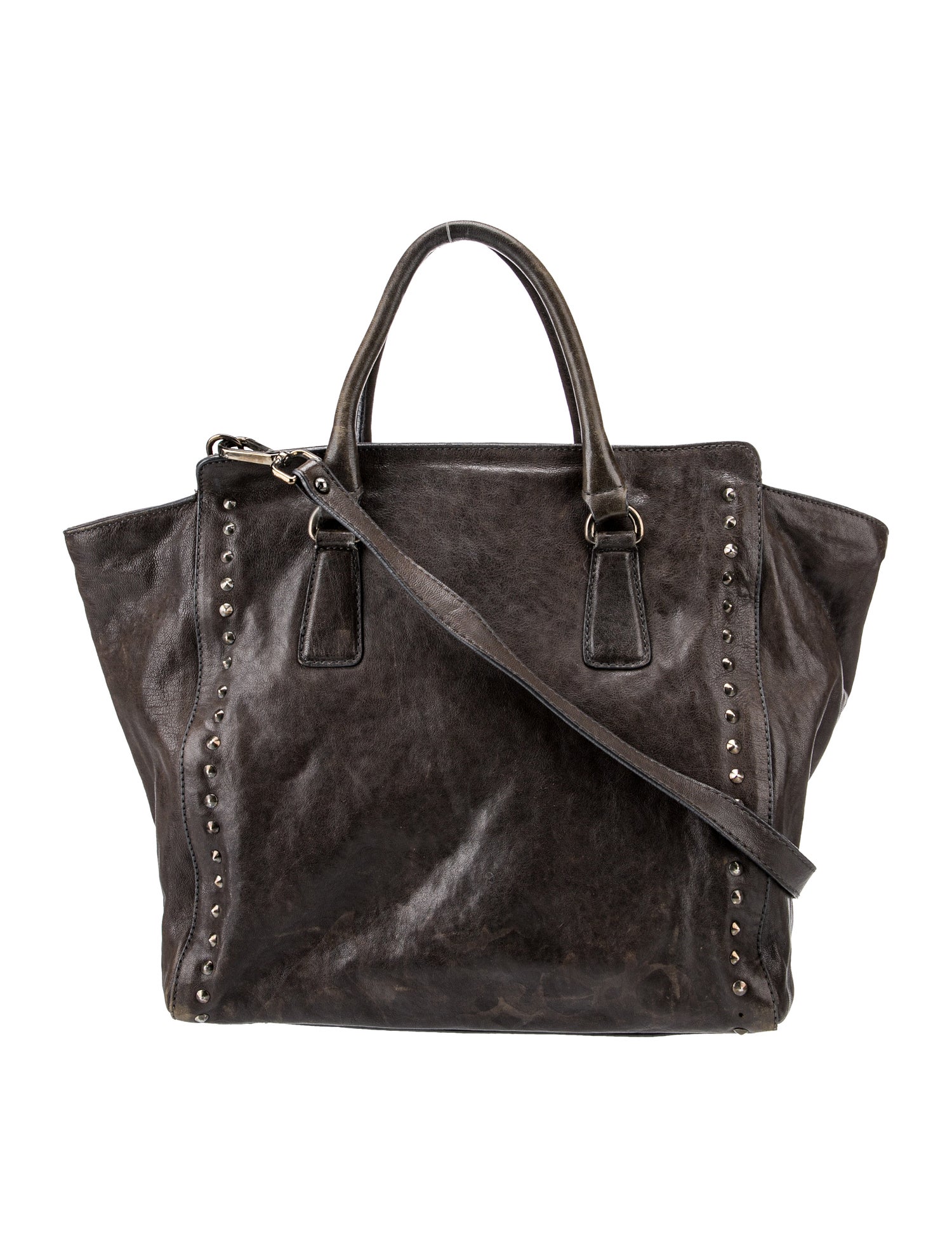 Stuart Weitzman Leather Top Handle Bag - Brown Handle Bags, Handbags ...