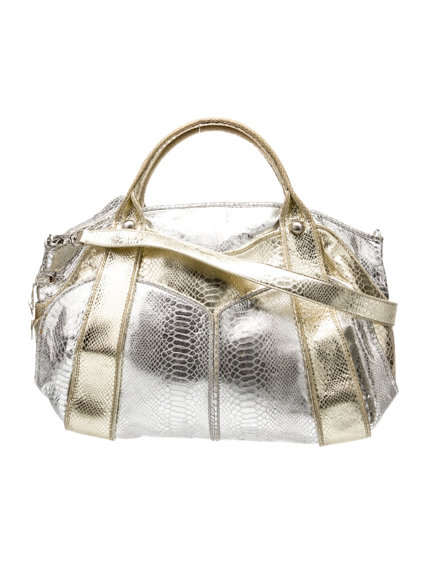Stuart Weitzman Embossed Leather Top Handle Bag - Gold Totes, Handbags ...