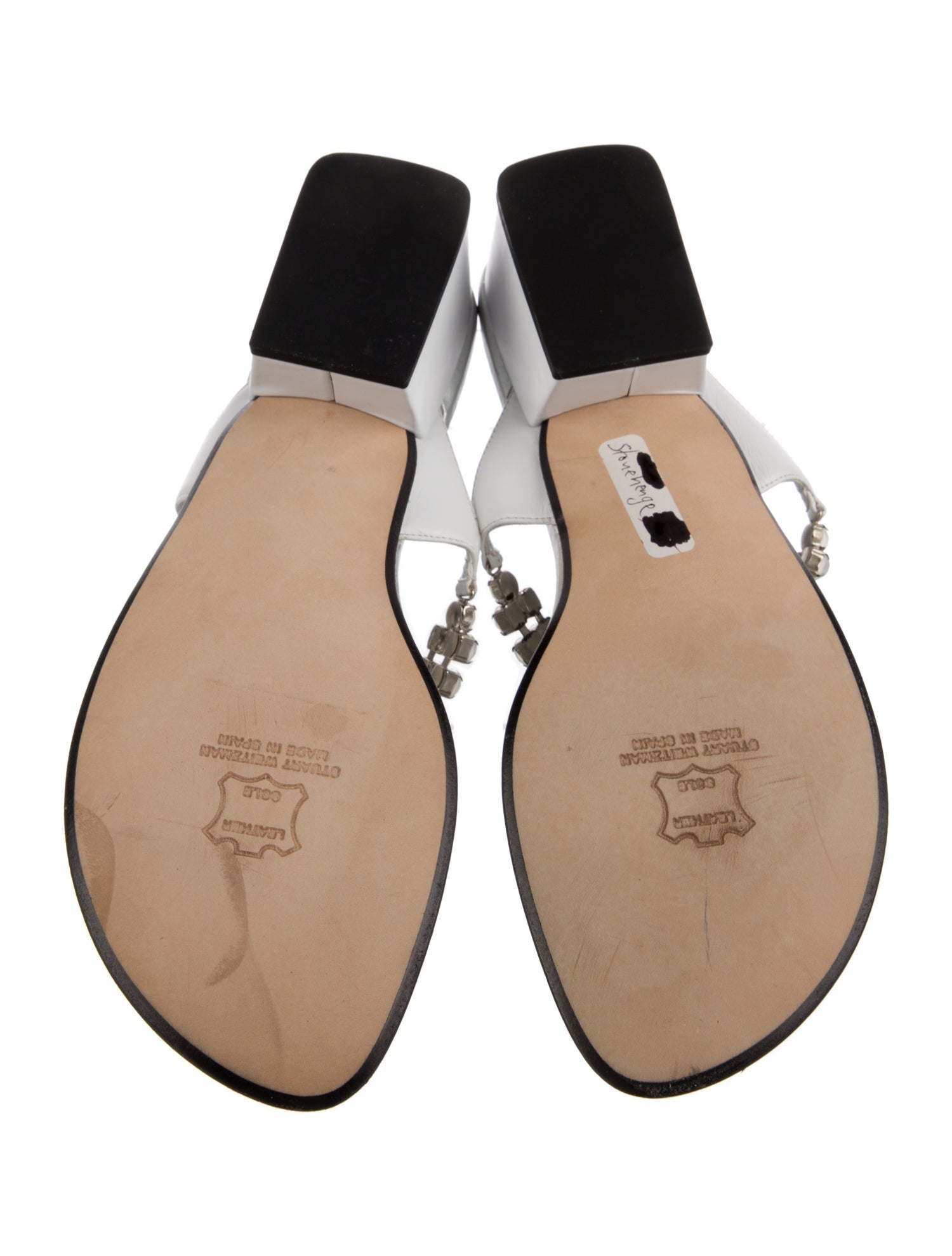 Stuart Weitzman Leather Slides w/ Tags - Metallic Sandals, Shoes ...