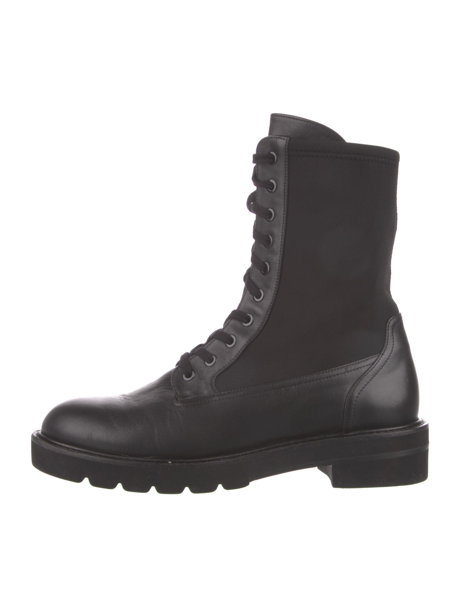 Stuart Weitzman Leather Combat Boots - Black Boots, Shoes - WSU370087 ...