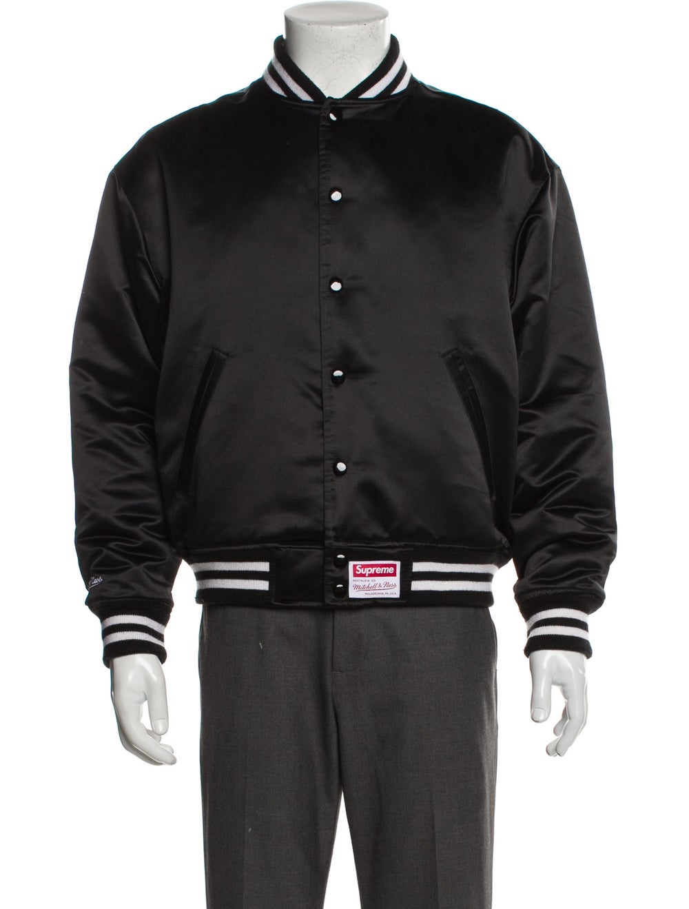 Supreme x Mitchell & Ness Varsity Jacket Black Stripe… - Gem