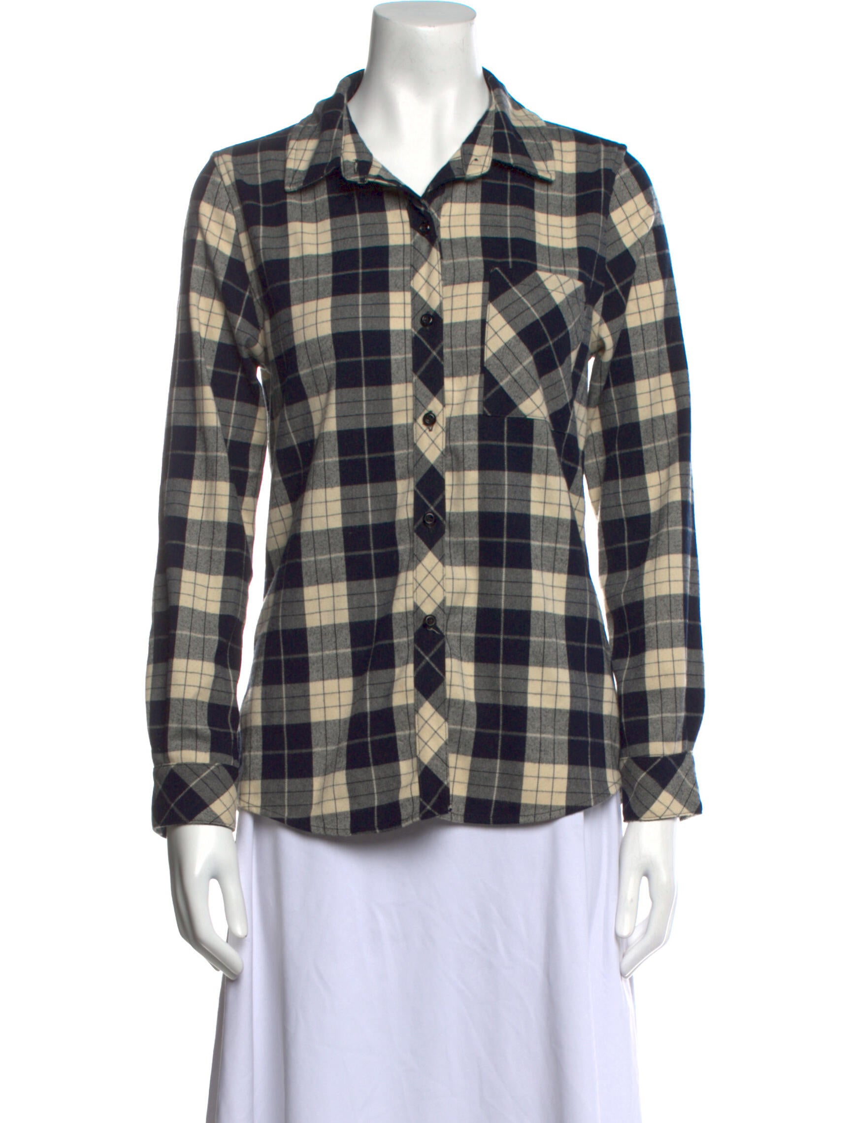Sub-Urban Riot Plaid Print Long Sleeve Button-Up Top - Neutrals Tops ...