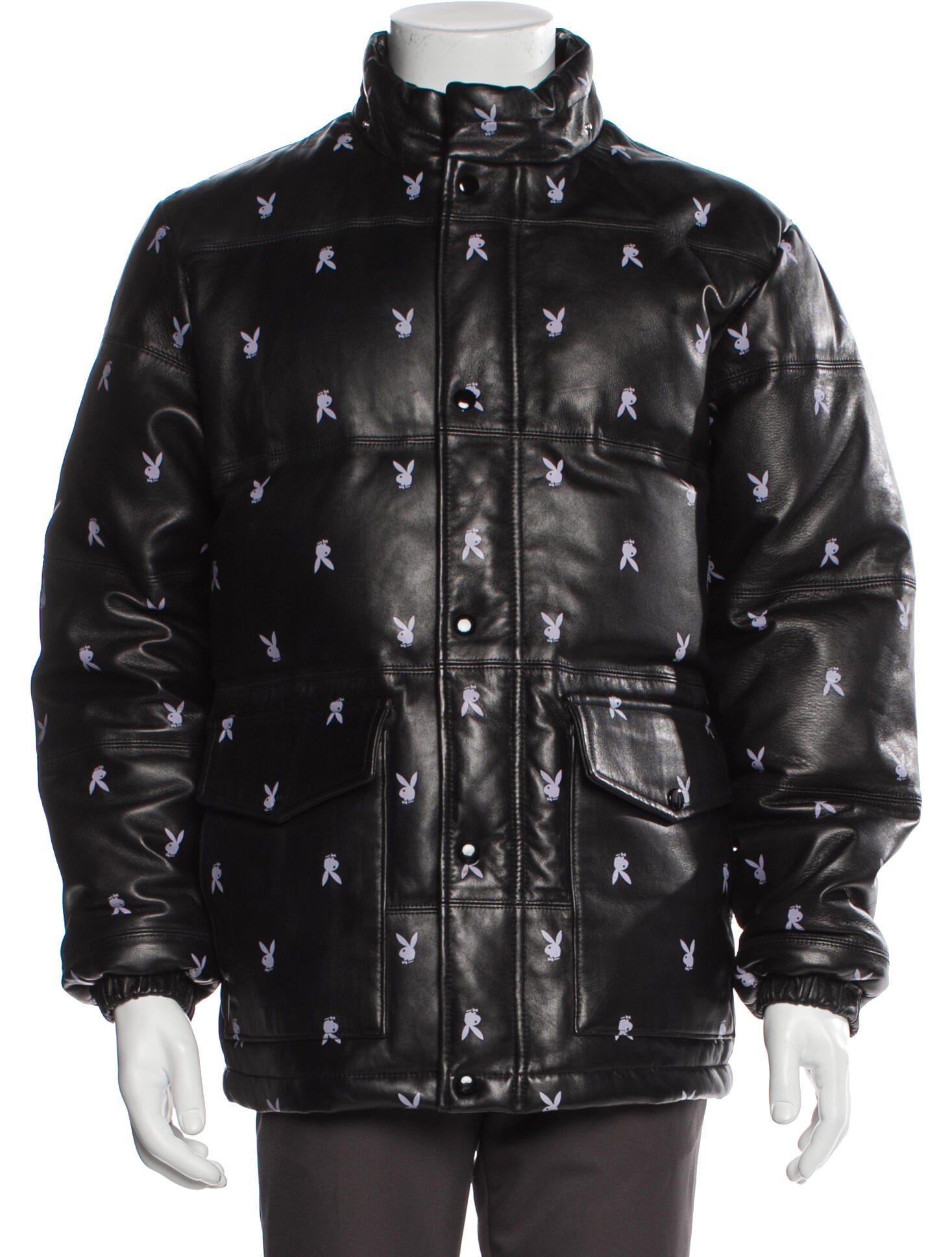 Supreme 2015 Leather Puffer Utility Jacket - Black Outerwear, Clothing ...
