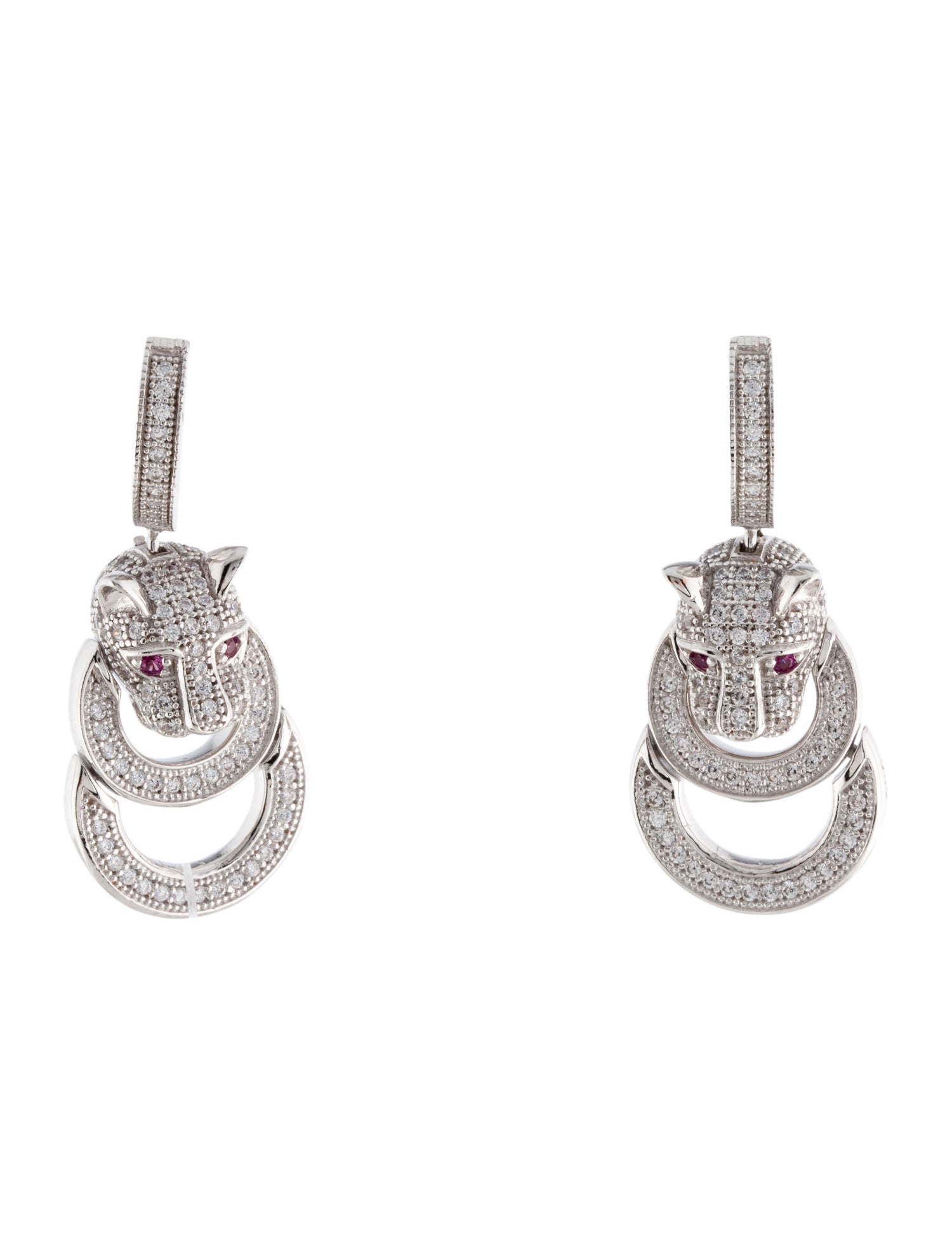 Suzy Levian Ruby & Cubic Zirconia Tiger Drop Earrings - Sterling Silver ...