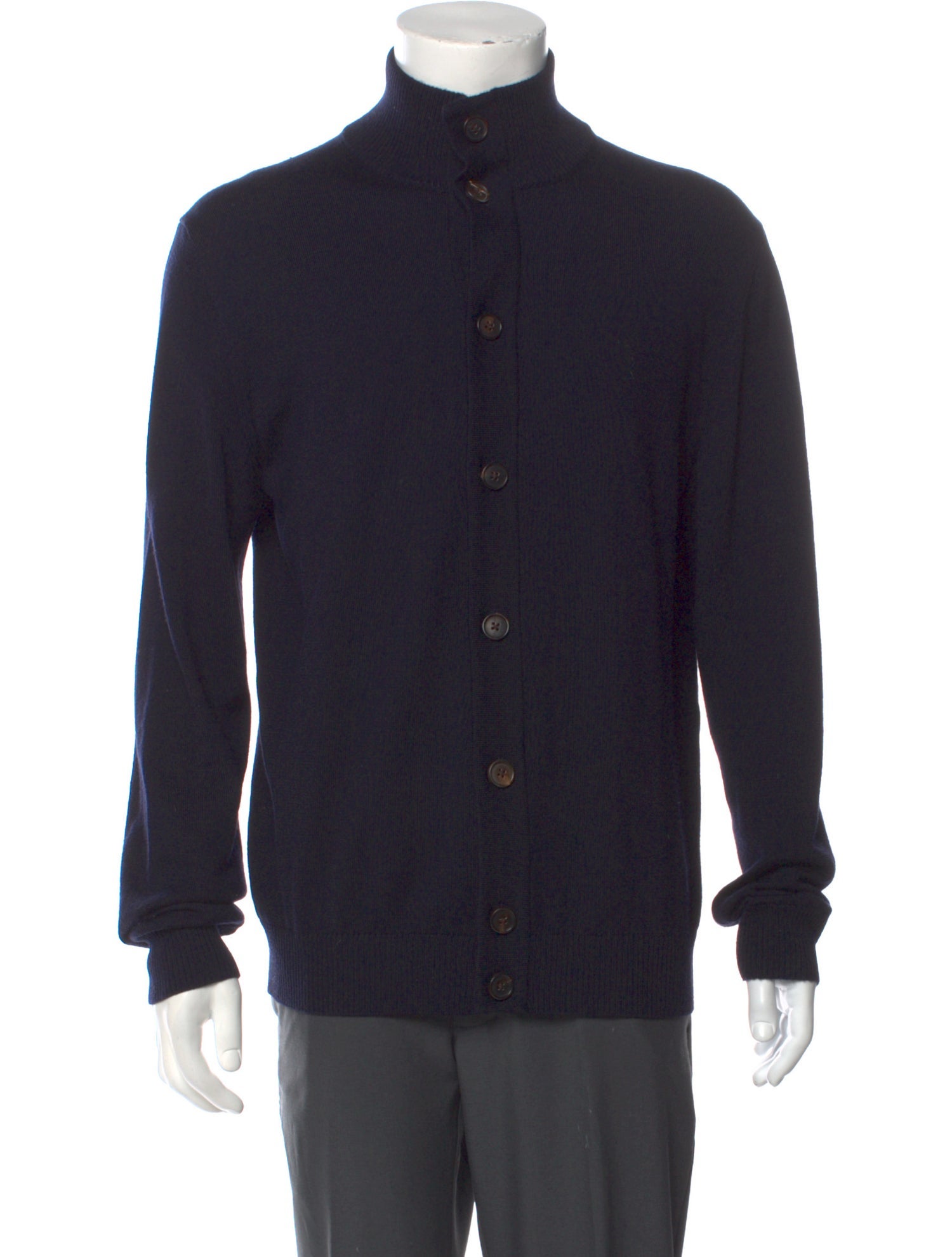 Suitsupply Merino Wool Turtleneck Cardigan Blue Sweaters Clothing