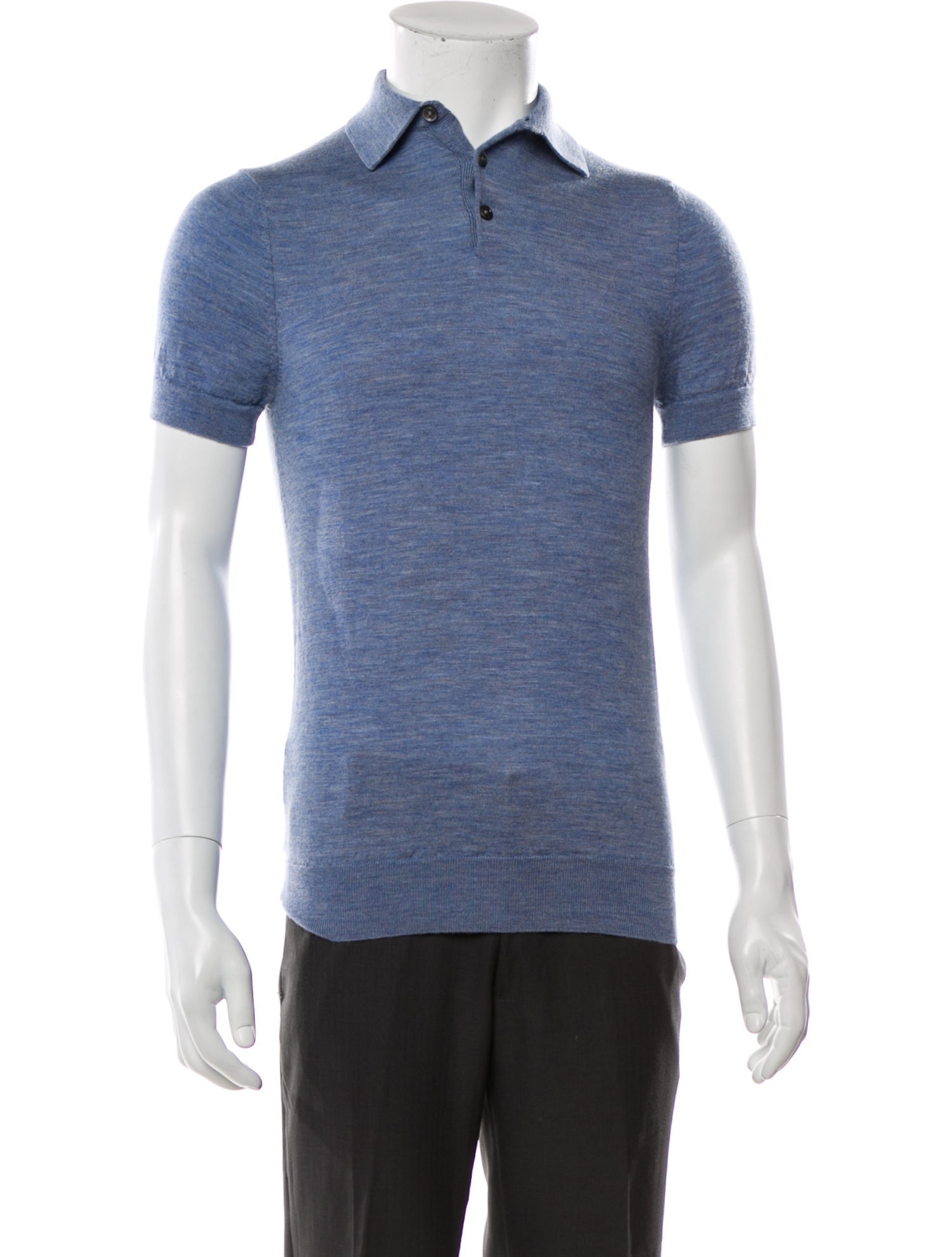 Suitsupply Merino Wool Mock Neck Polo Sweater - Blue Sweaters, Clothing ...