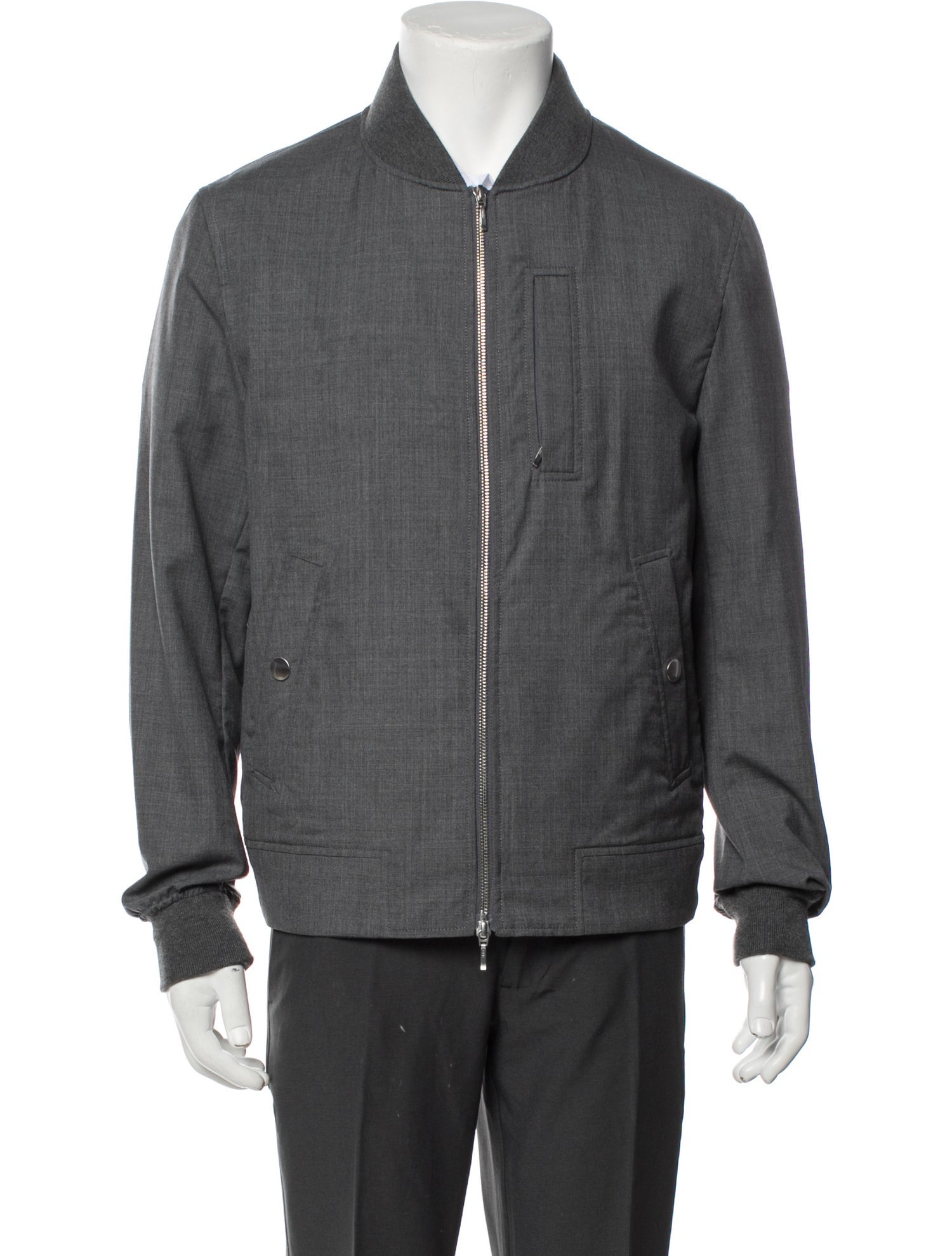 Suitsupply Wool Bomber Jacket - Grey Outerwear, Clothing - WSUIT29598 ...