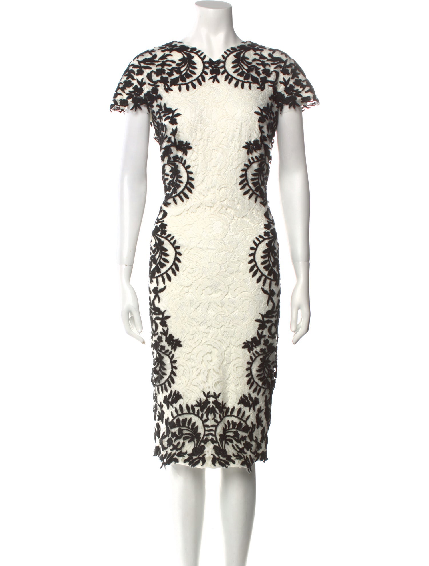 Tadashi Shoji Lace Pattern Midi Length Dress - White Dresses, Clothing ...