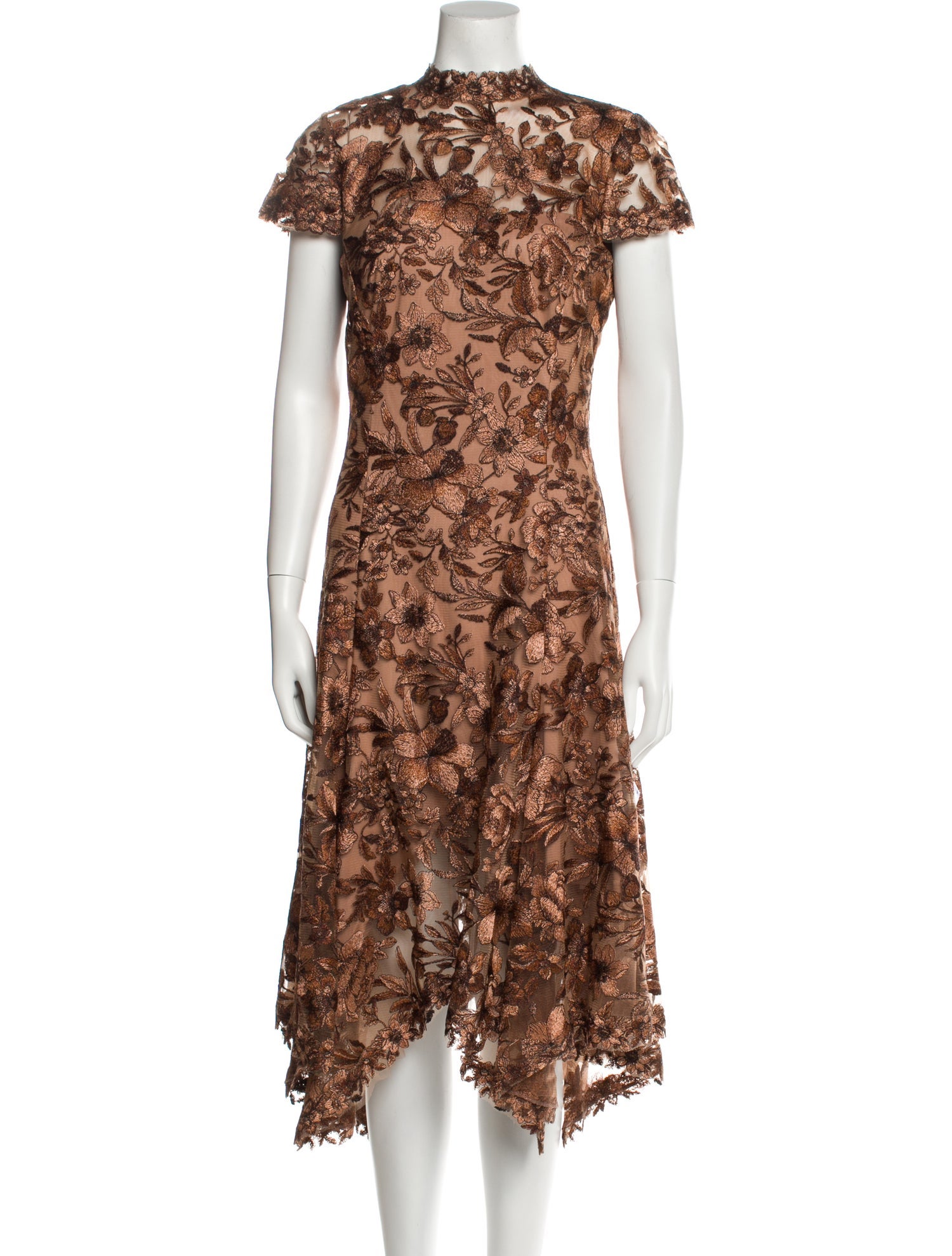 Tadashi Shoji Mesh Midi Length Dress w/ Tags - Brown Dresses, Clothing ...