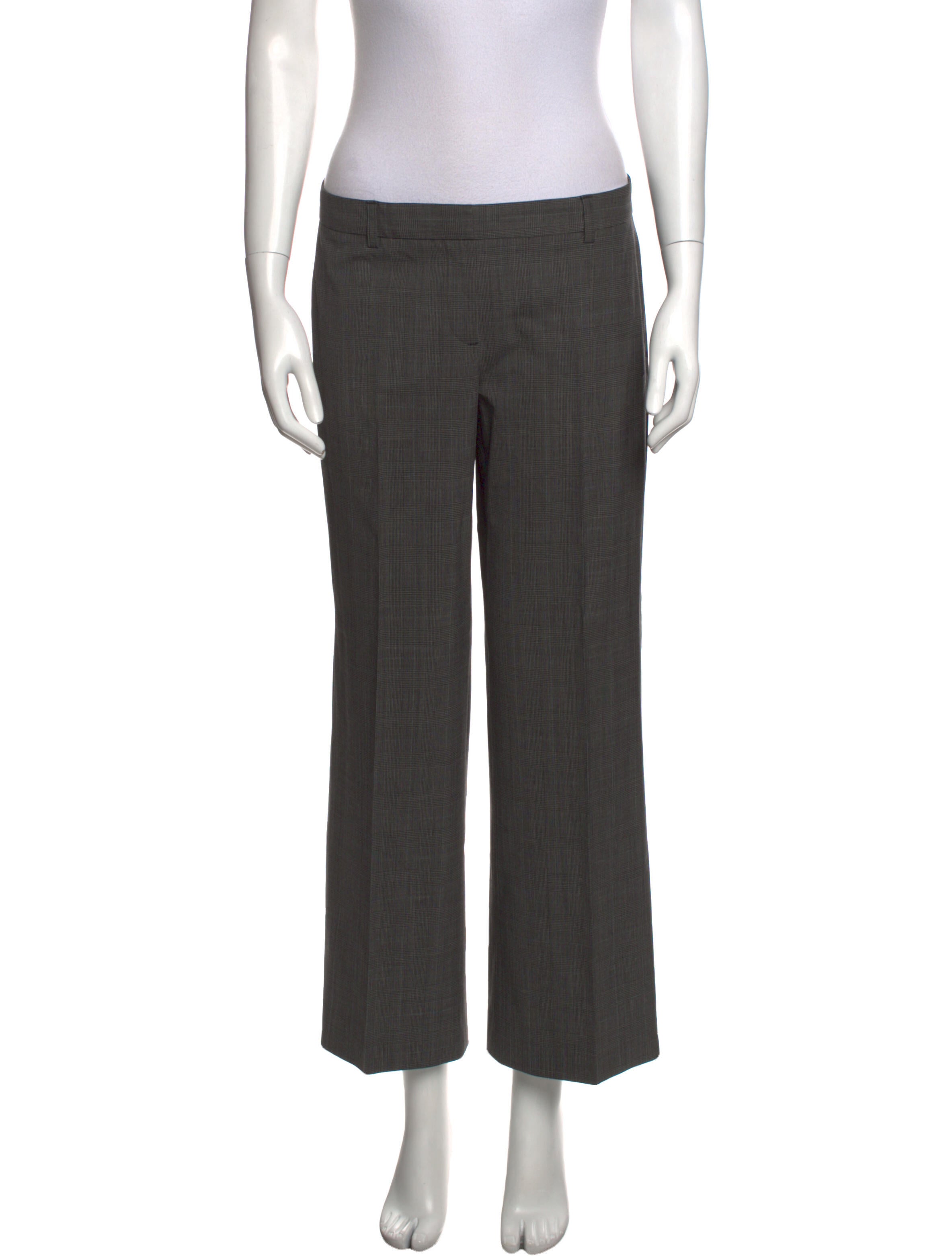 Theory Low-Rise Straight-Leg Pants - Grey, 7.5" Rise Pants, Clothing ...