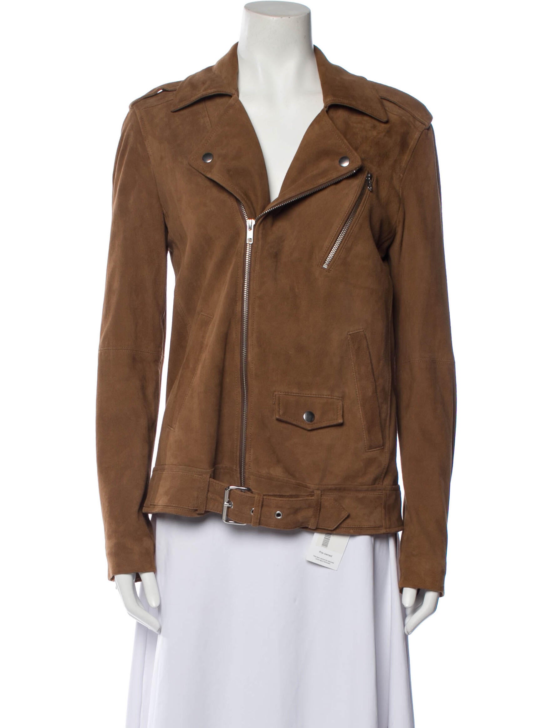 Theory Goat Leather Biker Jacket - Brown Jackets, Clothing - WTE199418 ...
