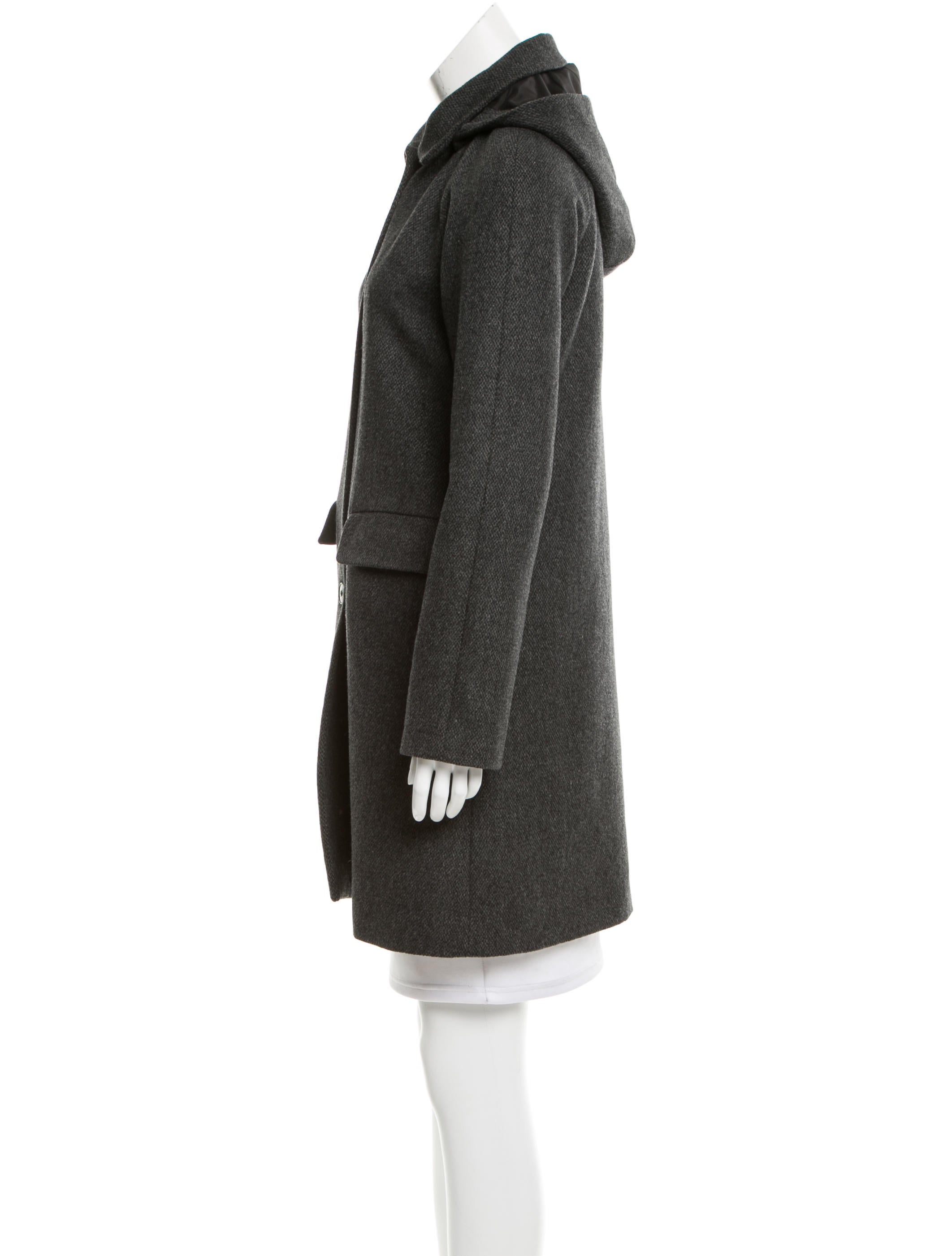 Theory Hooded Wool Coat - Grey Coats, Clothing - WTE22922 | The RealReal