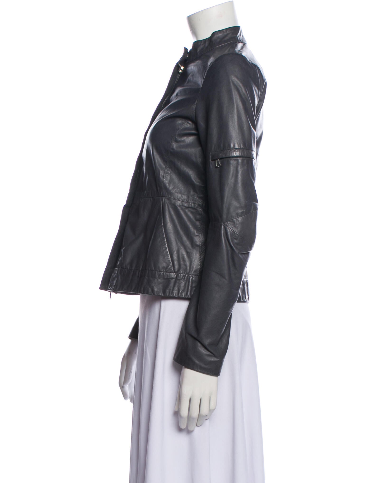 Theory Leather Biker Jacket - Grey Jackets, Clothing - WTE234777 | The ...