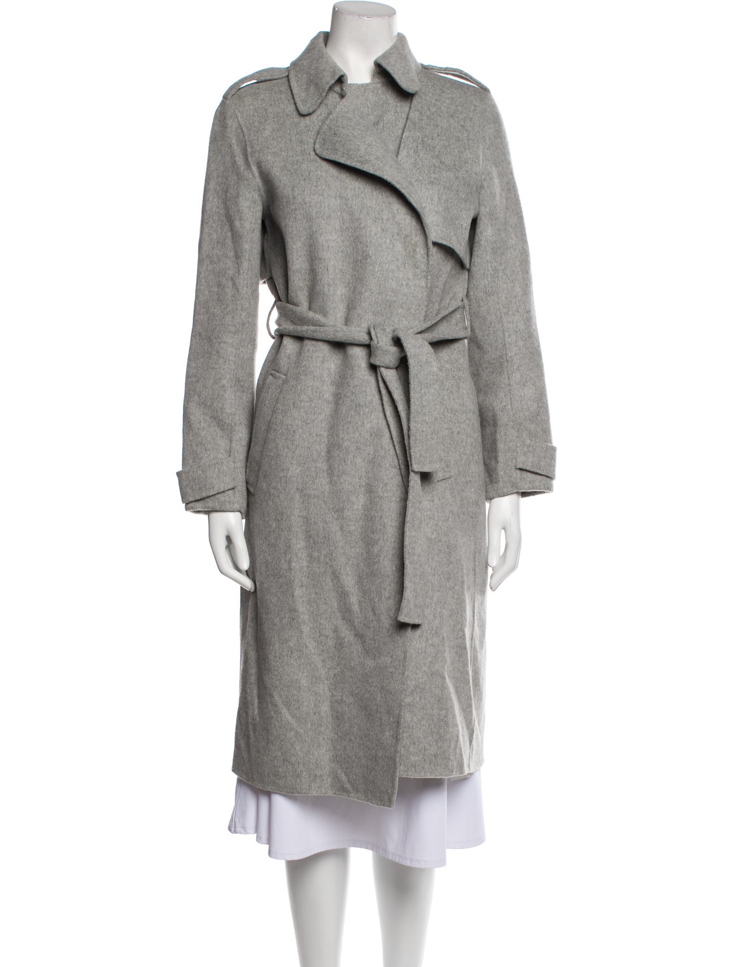 Theory Wool Trench Coat - Grey Coats, Clothing - WTE307738 | The RealReal