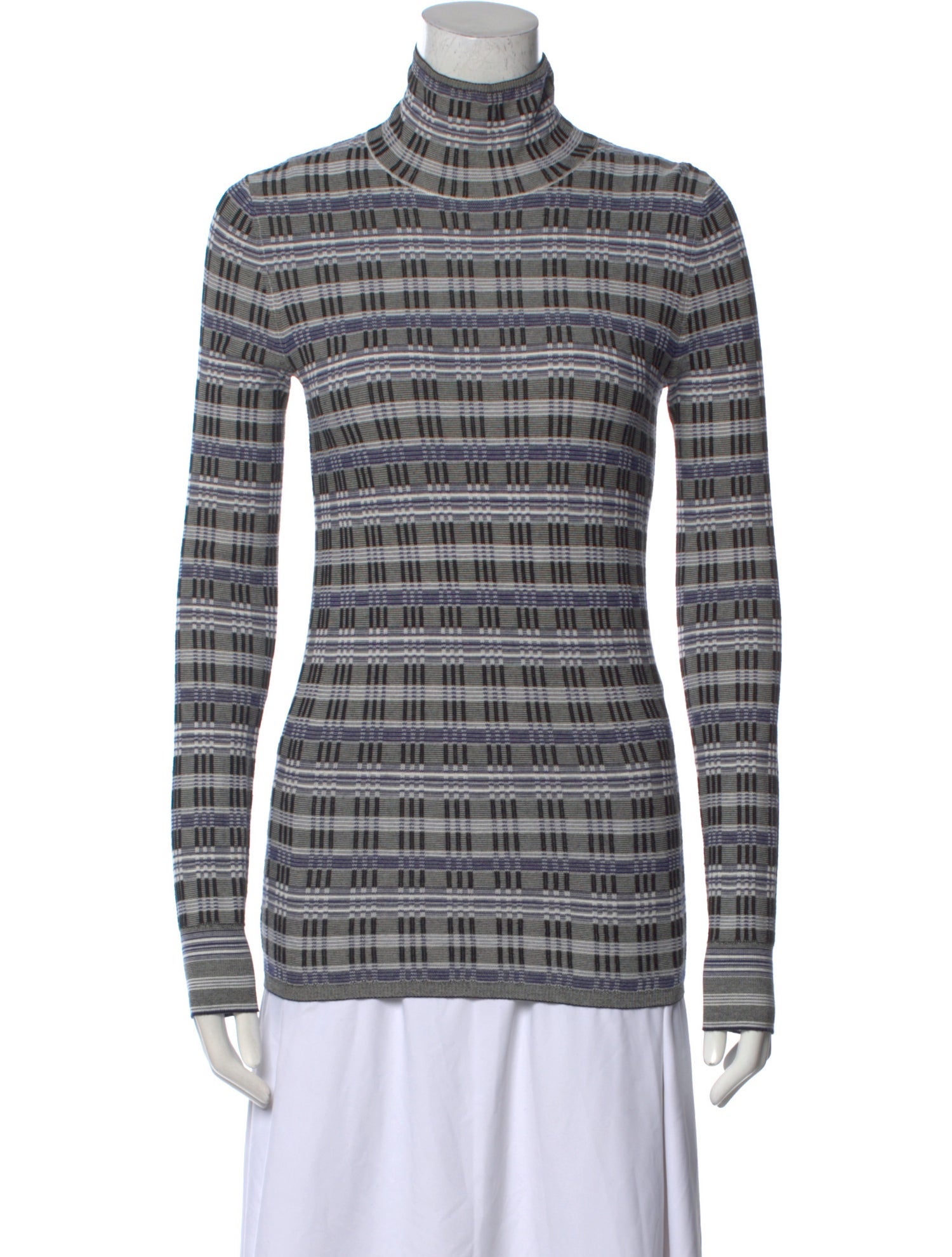 Theory Plaid Print Turtleneck Sweater - Blue Knitwear, Clothing ...
