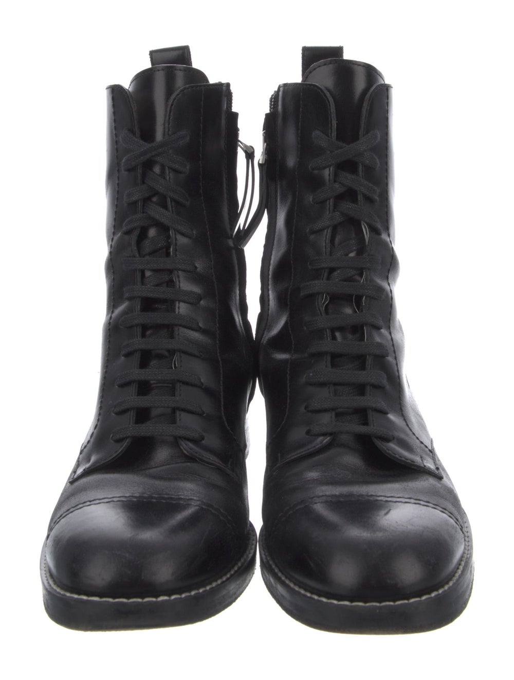 Theory Leather Combat Boots - Black Boots, Shoes - WTE308671 | The RealReal
