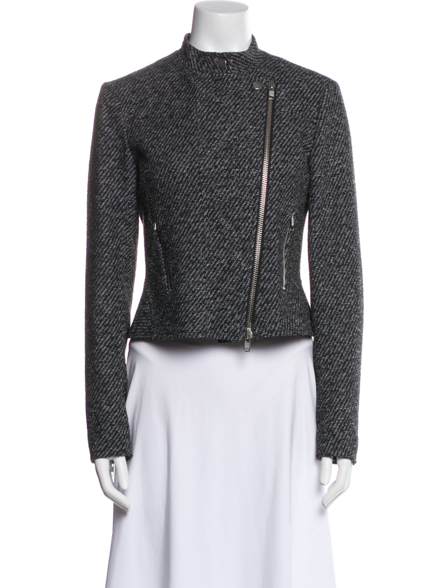 Theory Tweed Pattern Biker Jacket - Black Jackets, Clothing - WTE376412 ...