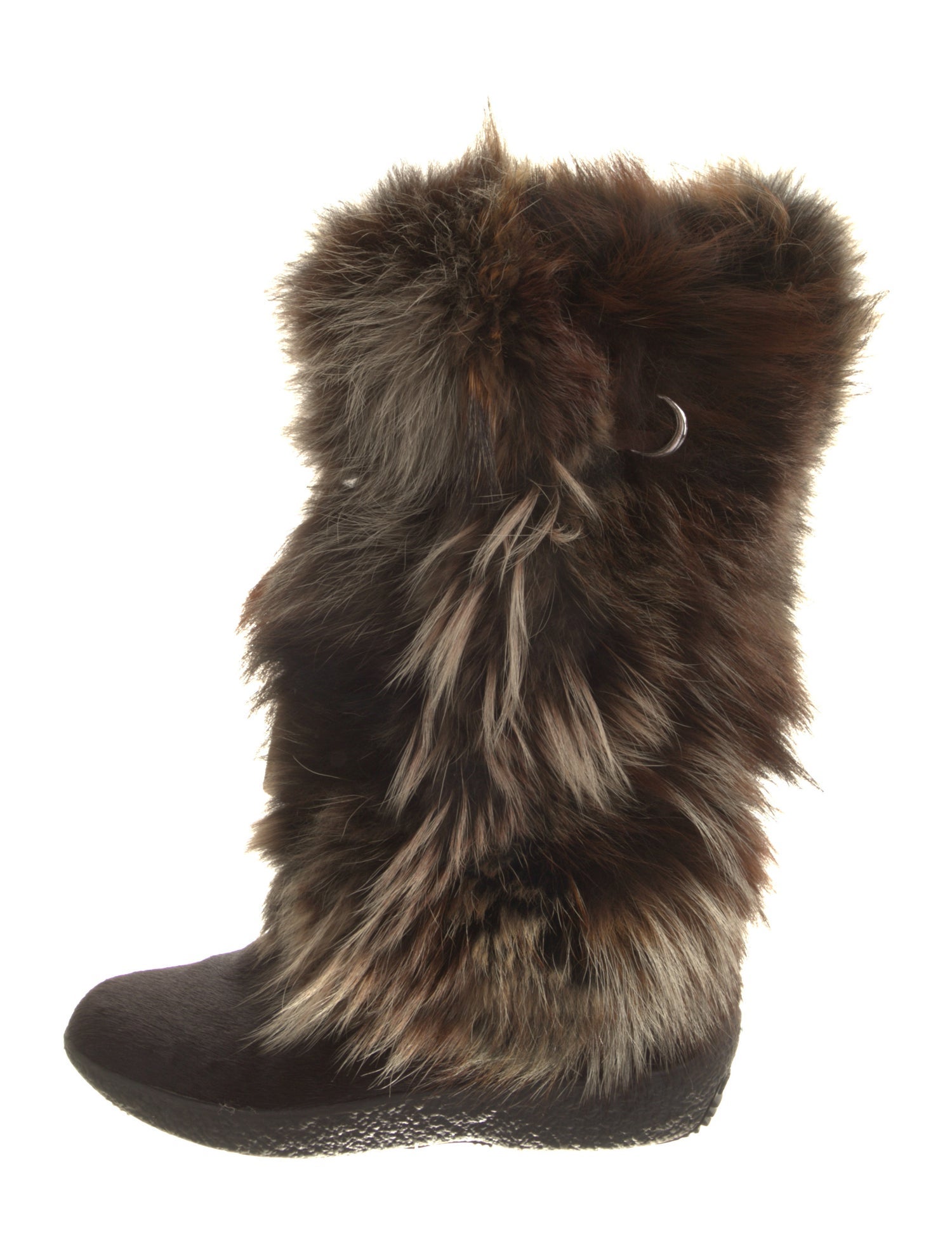 Tecnica Faux Fur Animal Print Boots - Brown Boots, Shoes - WTECN20598 ...
