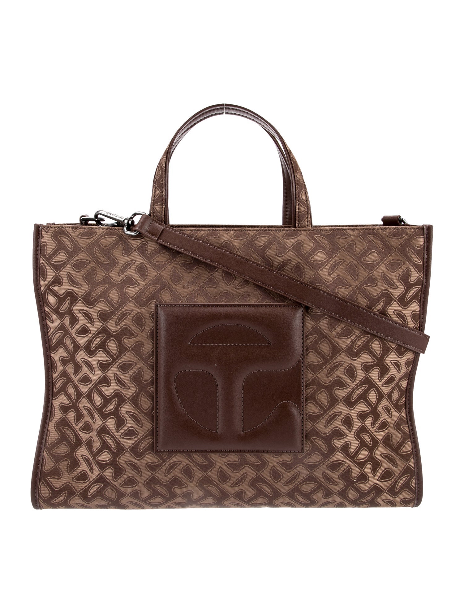 Telfar Large Black Monogram Jacquard Shopper - Black Totes, Handbags ...