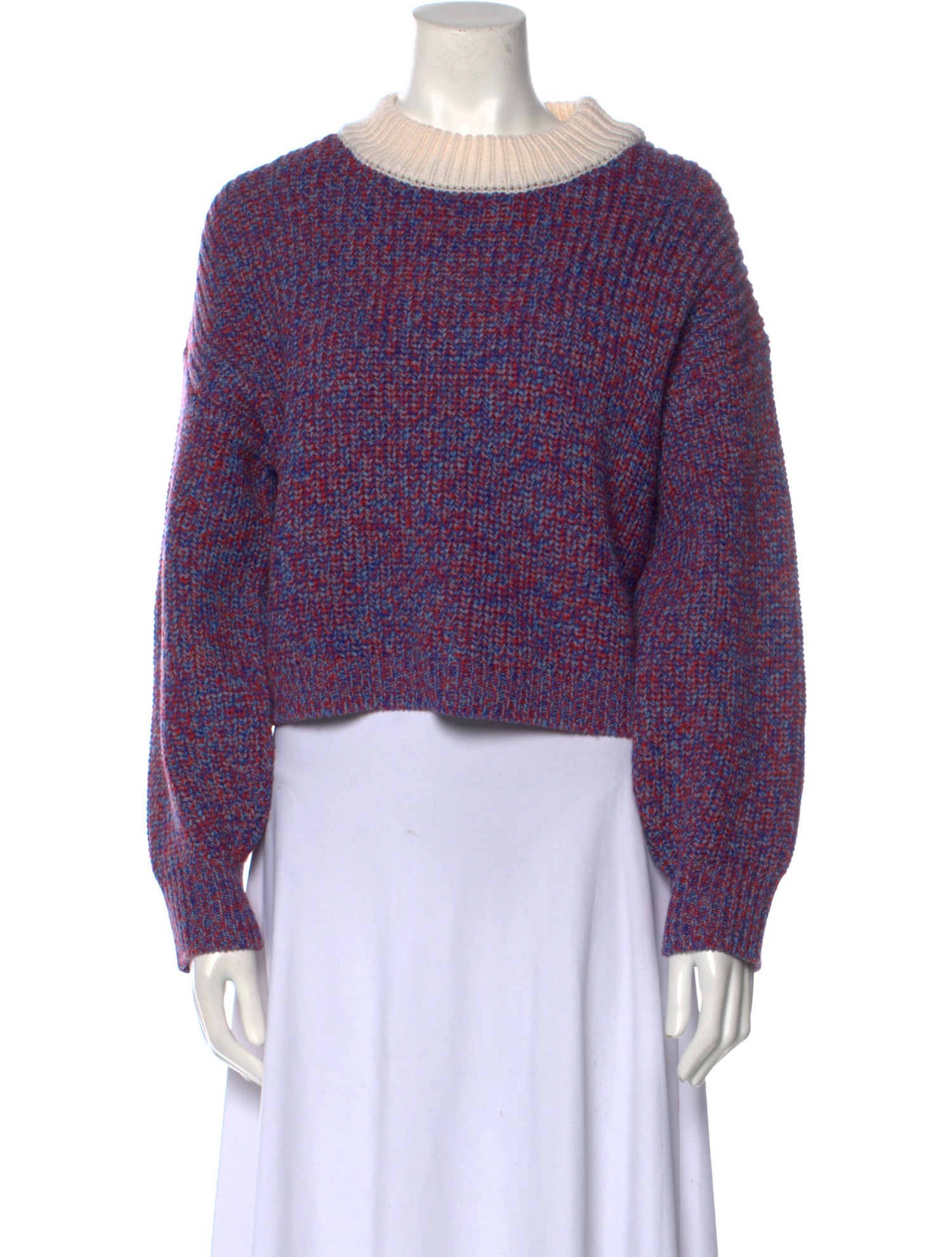 Tibi Merino Wool Printed Sweater - Blue Knitwear, Clothing - WTI148422 ...