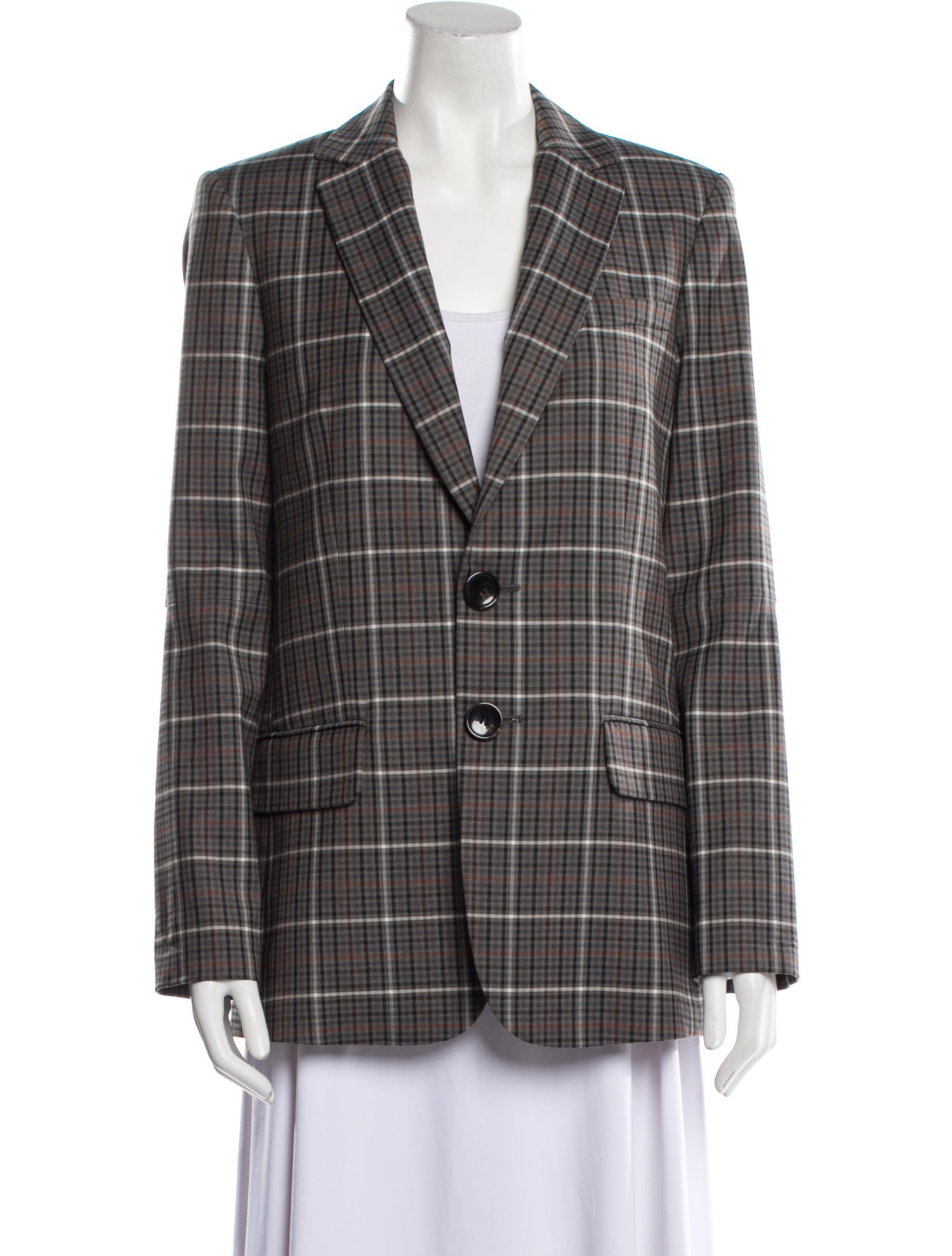 Tibi Plaid Print Blazer - Grey Jackets, Clothing - WTI152085 | The RealReal