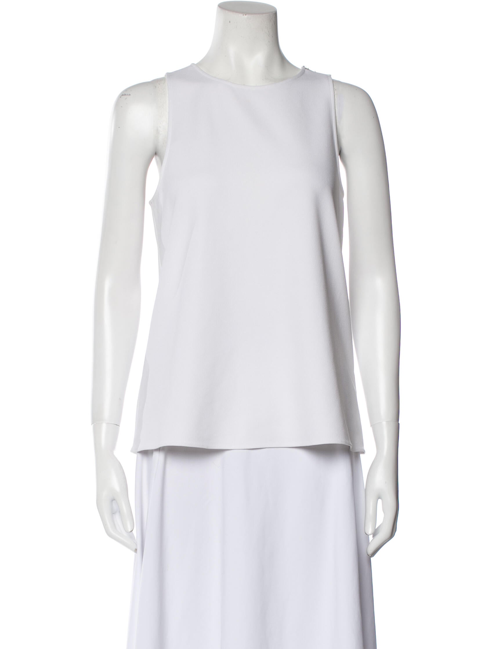 Tibi Crew Neck Sleeveless Top - White Tops, Clothing - WTI154922 | The ...