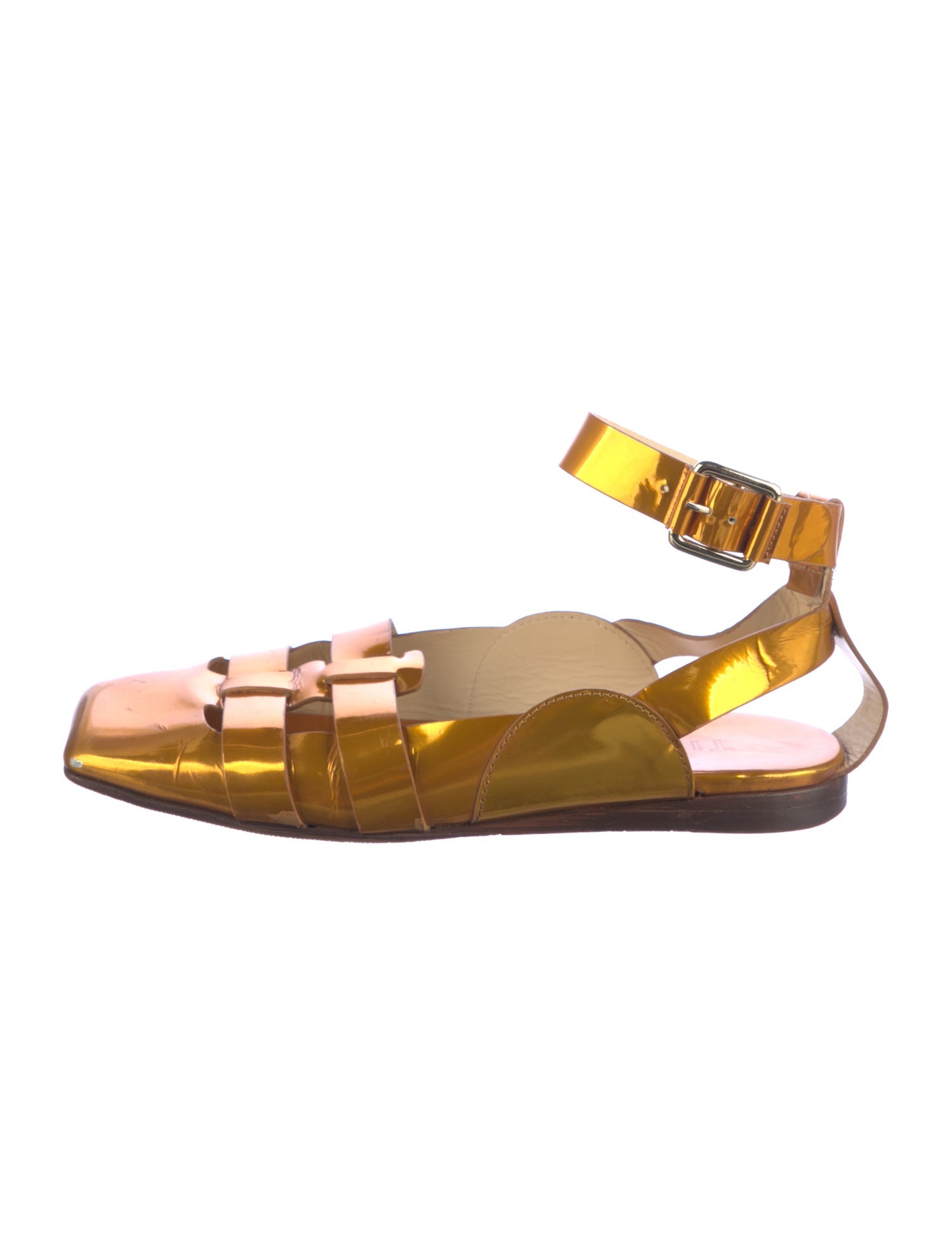Tibi Patent Leather Sandals - Gold Sandals, Shoes - WTI173568 | The ...