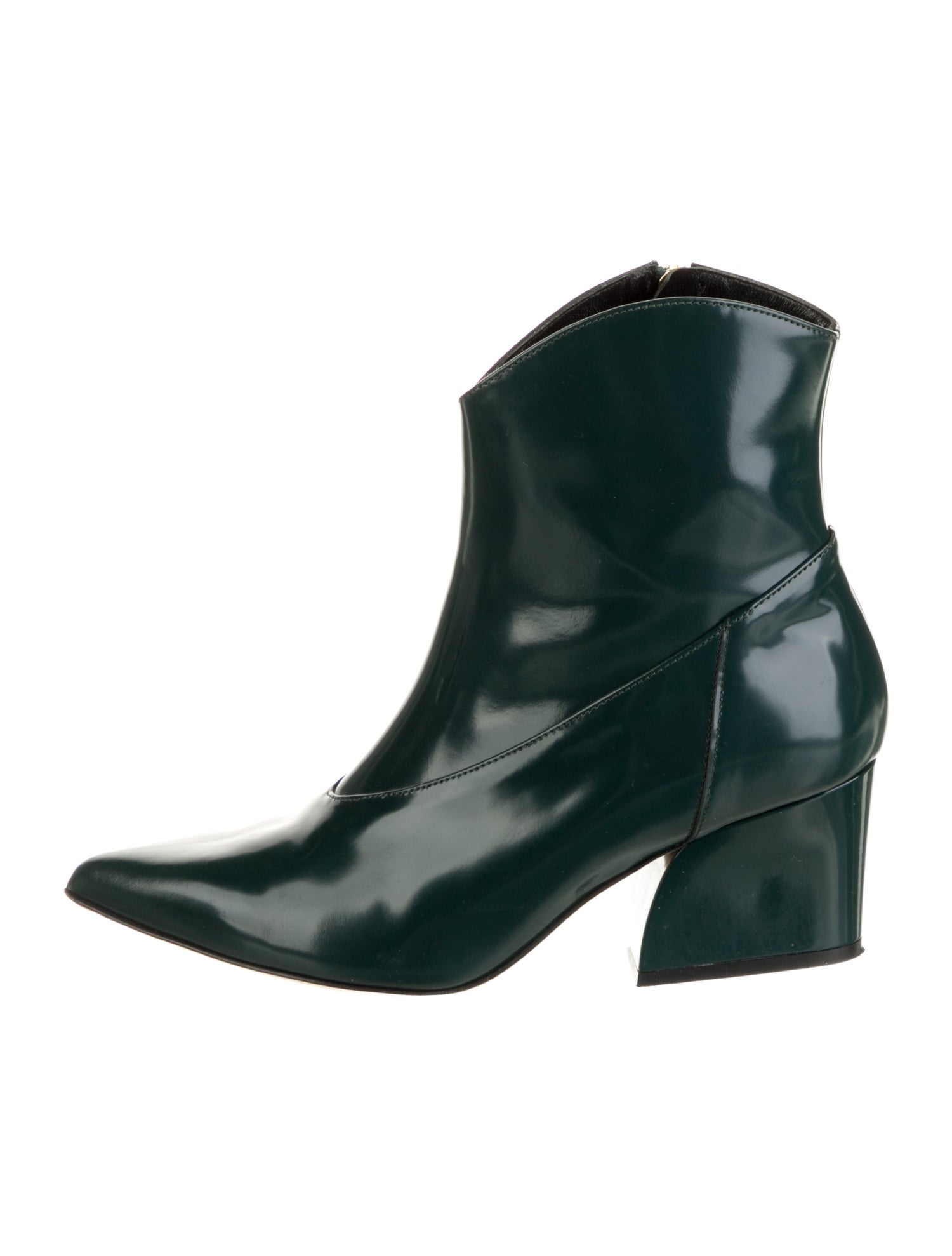 Tibi Patent Leather Western Boots - Green Boots, Shoes - WTI174221 ...