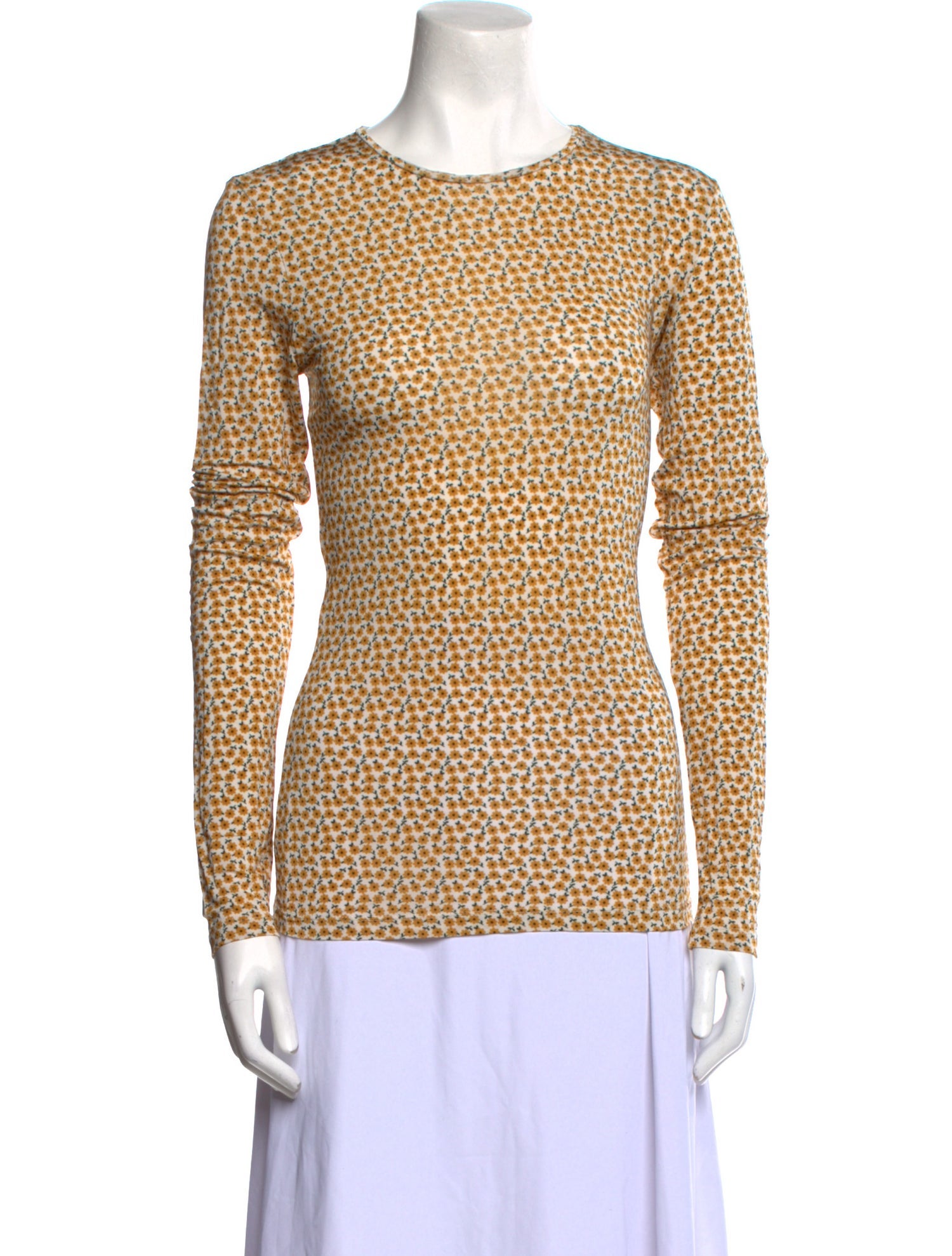 Tibi Floral Print Crew Neck Top - Yellow Tops, Clothing - WTI179105 ...