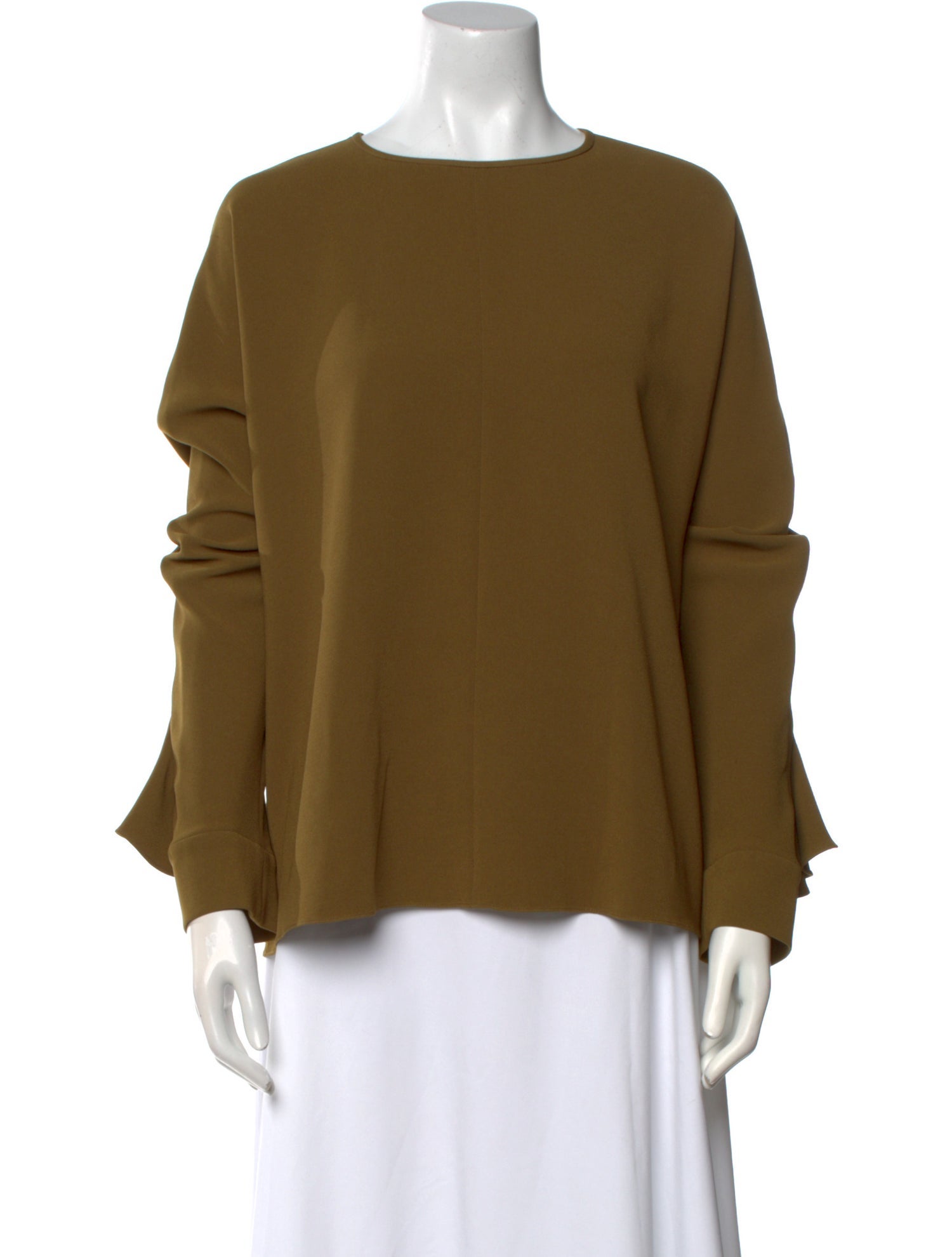 Tibi Scoop Neck Long Sleeve Sweatshirt - Green Tops, Clothing ...