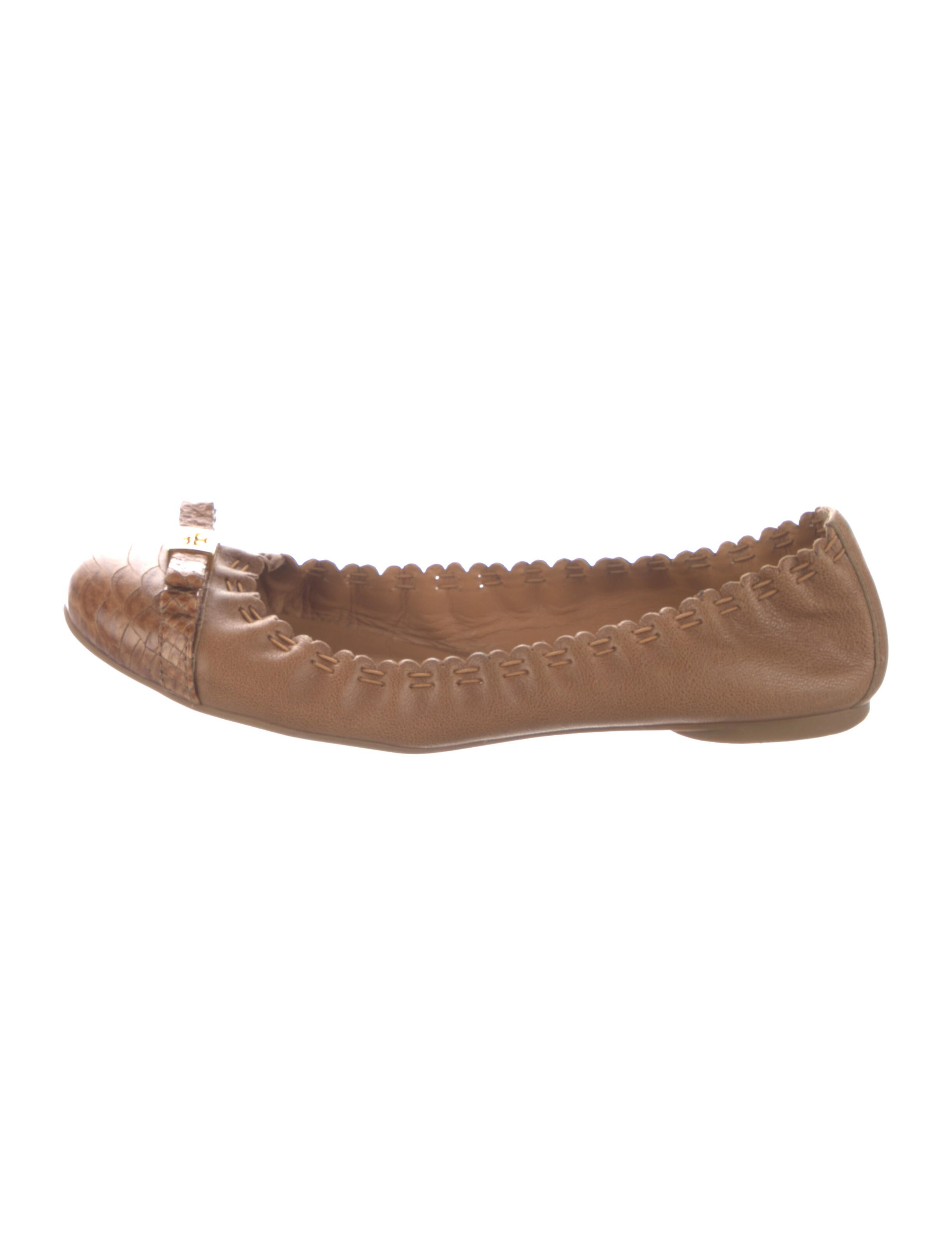 Tory Burch Leather Bow Accents Ballet Flats - Neutrals Flats, Shoes ...